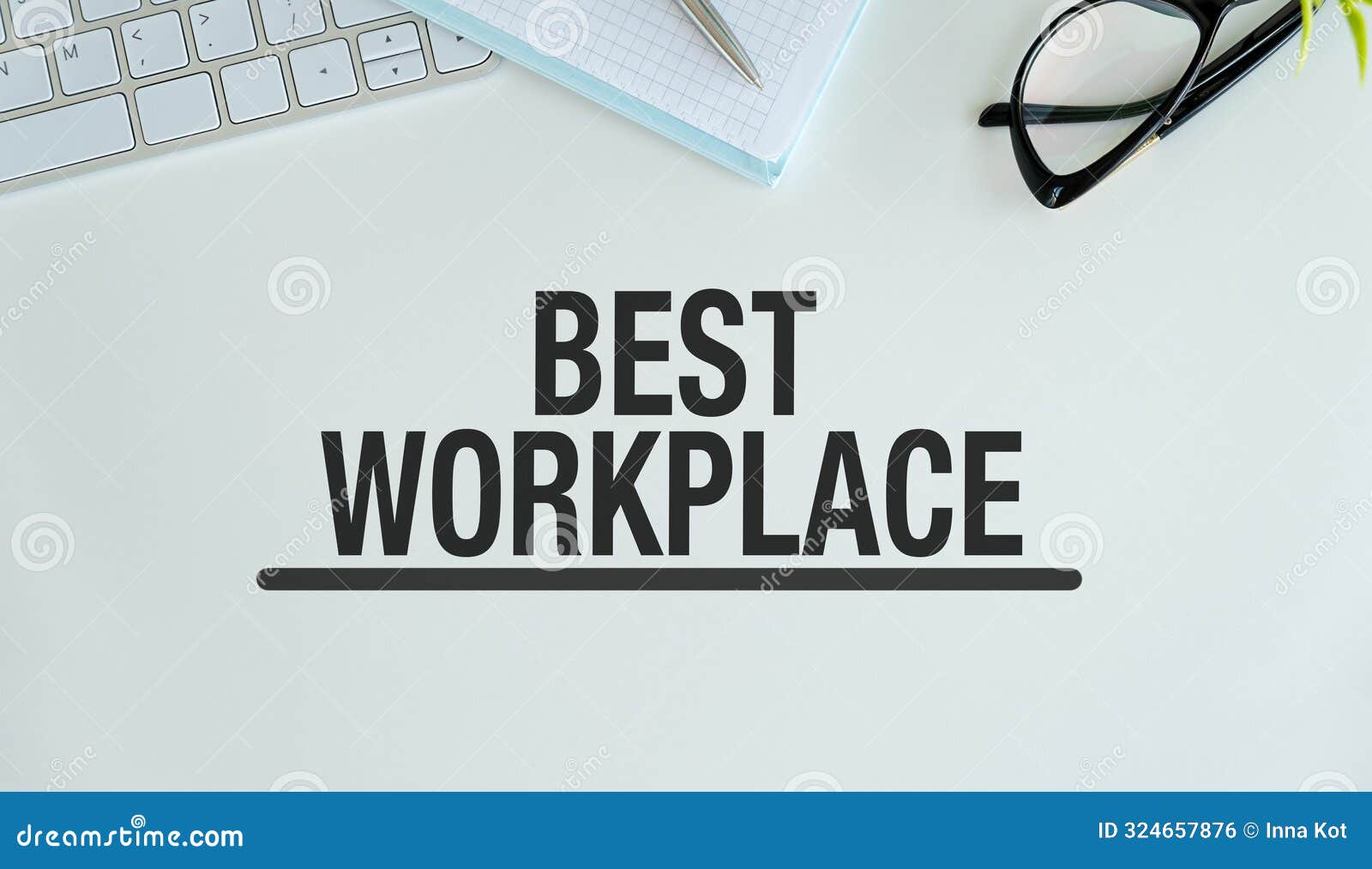 BEST WORKPLACE Text on a Notebook with Keyboard, Mouse. Stock Photo ...