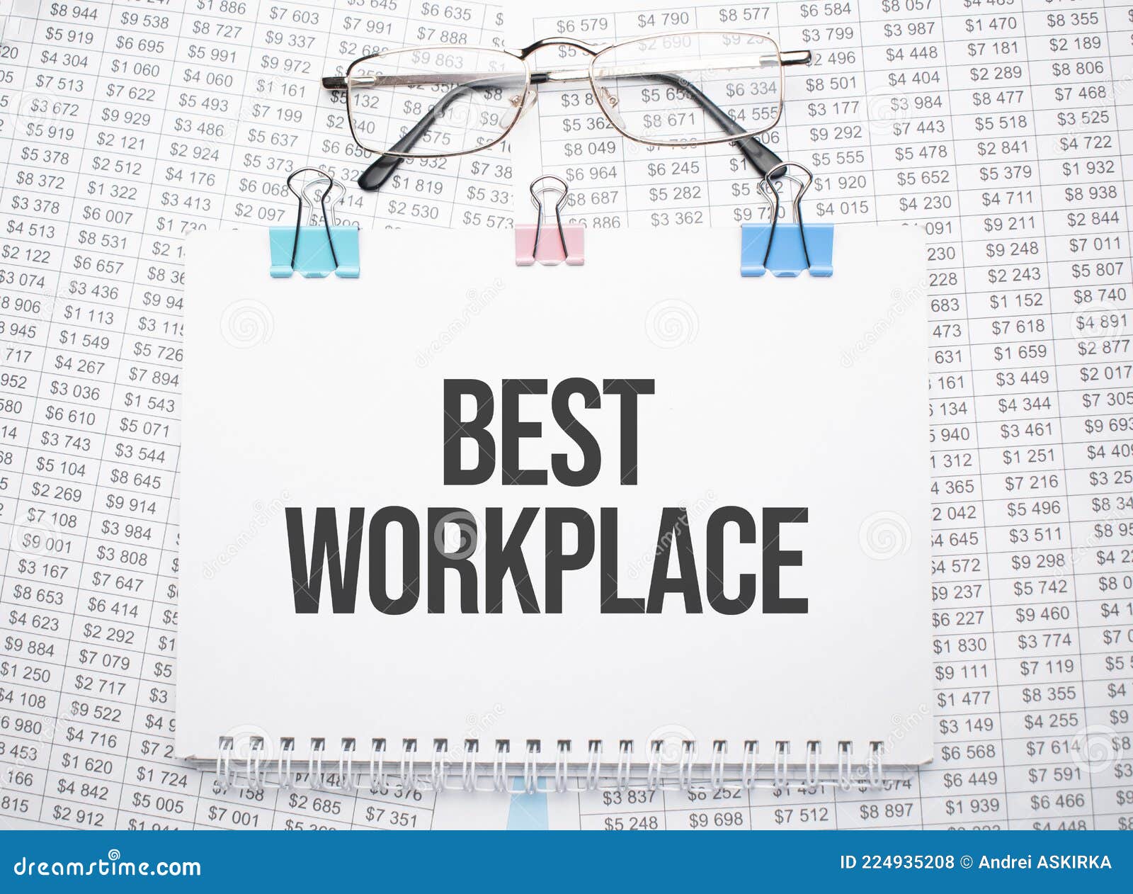 BEST WORKPLACE Text Written on Paper with Pen and Glasses Stock Photo ...