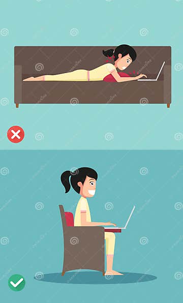 Best and Worst Positions for Use Laptop Stock Vector - Illustration of ...