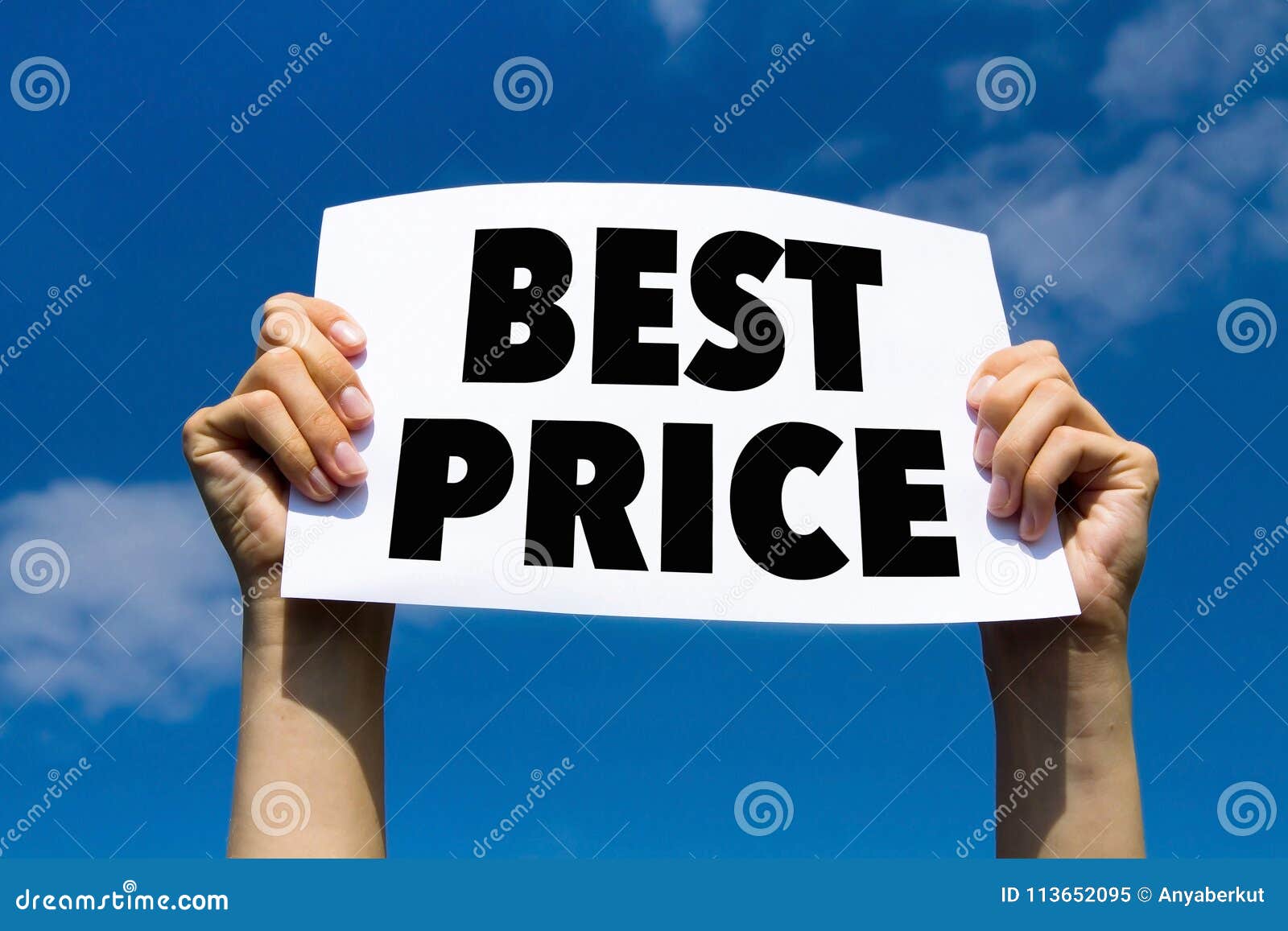 Beste Prijs, Concept Die, Handen Document Teken Houden Stock Afbeelding ...