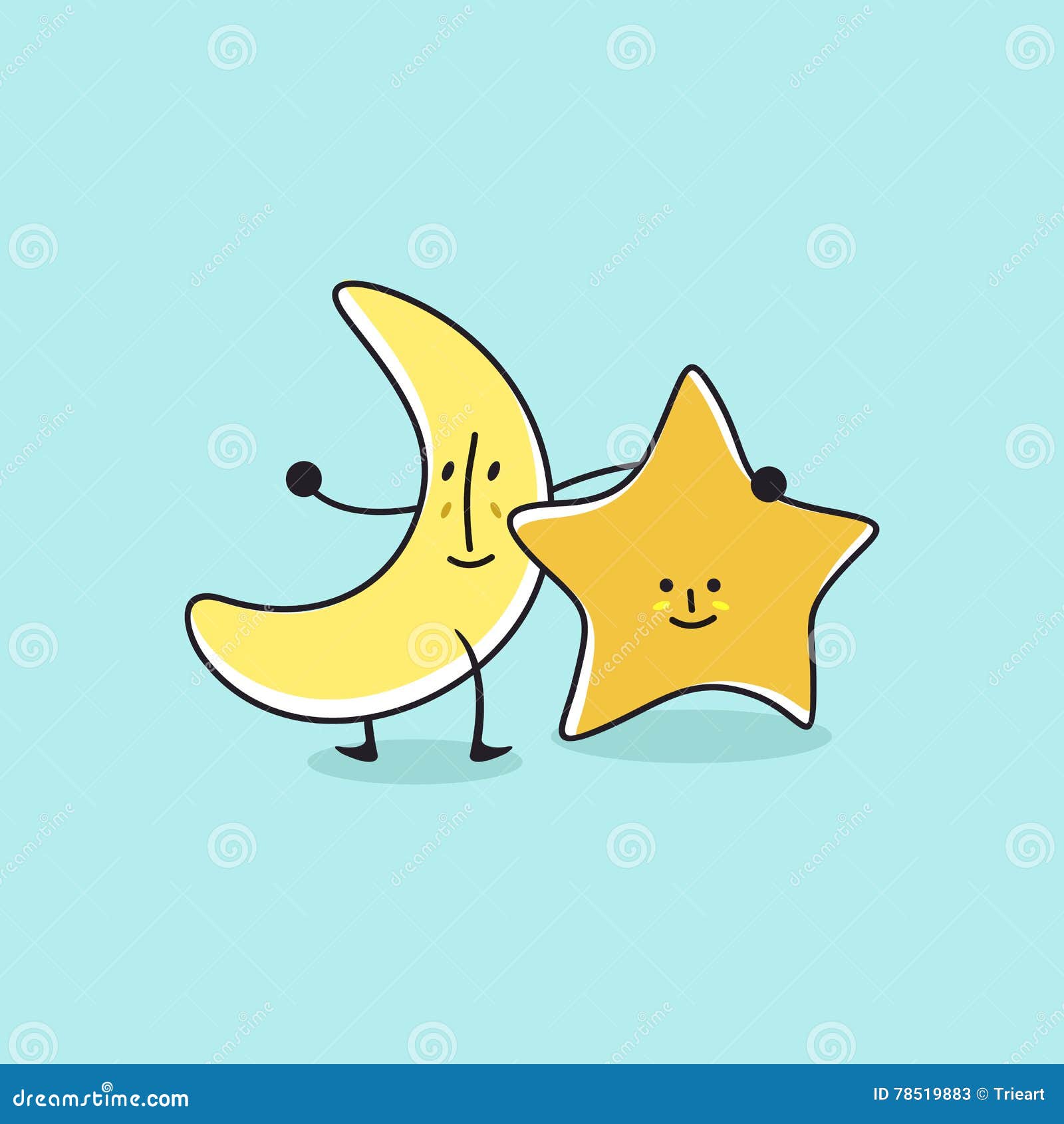 Bestfriend Forever between Moon and Star Stock Vector - Illustration of ...