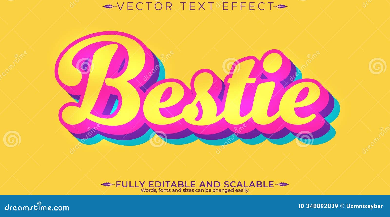 Bestie Text Effect, Editable Vintage And Retro Text Style Cartoon ...
