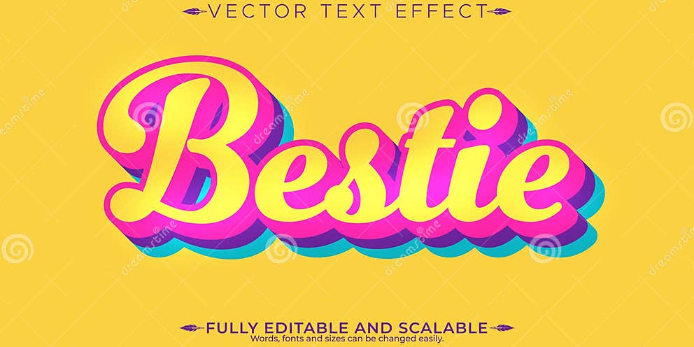 Bestie Text Effect, 3d Colourful Editable Text Style Stock Vector ...