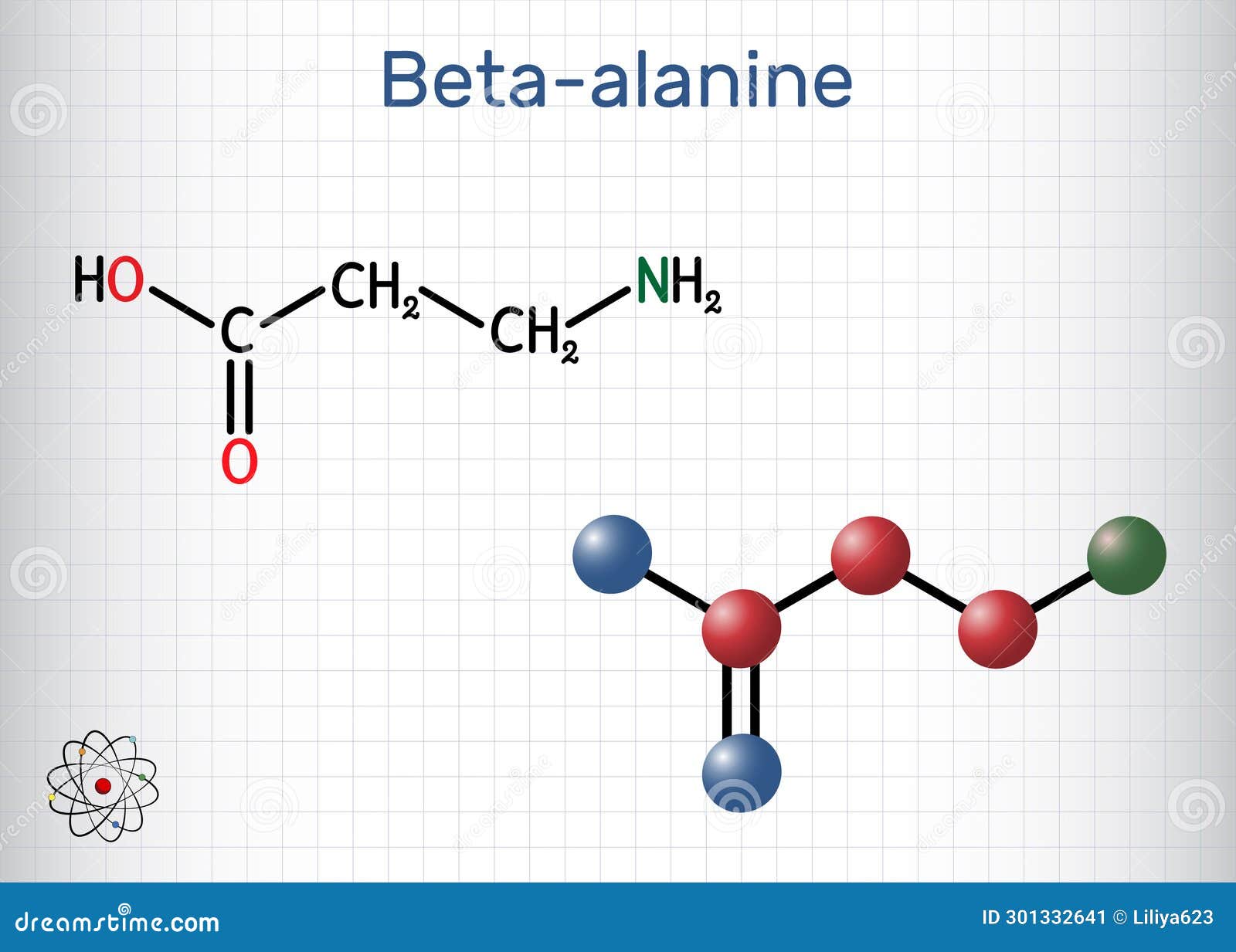 Beta-alanine Molecule. it is Naturally Occurring Beta Amino Acid ...