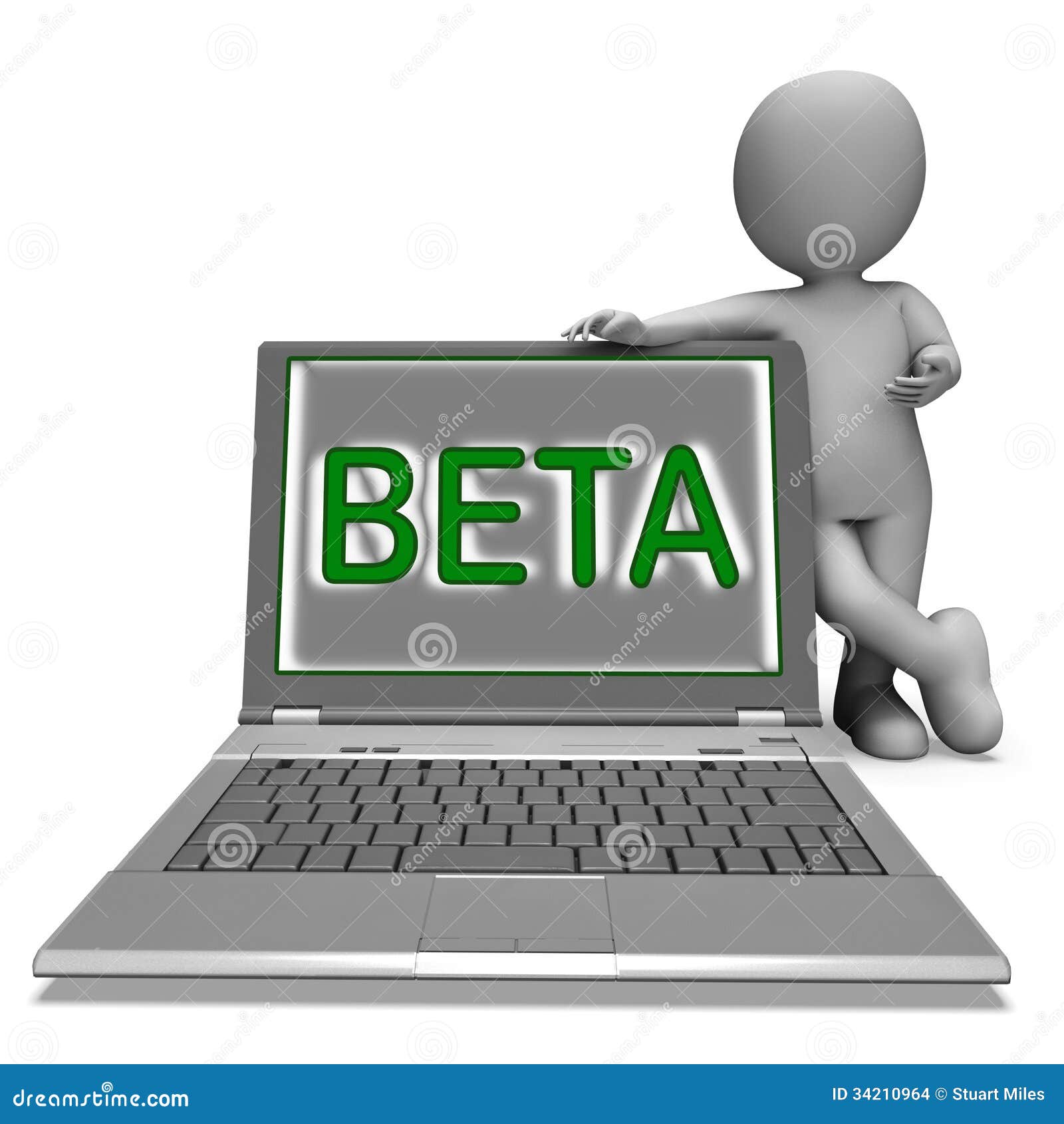 Beta Character Laptop Shows Trial Software or Development on Int Stock ...