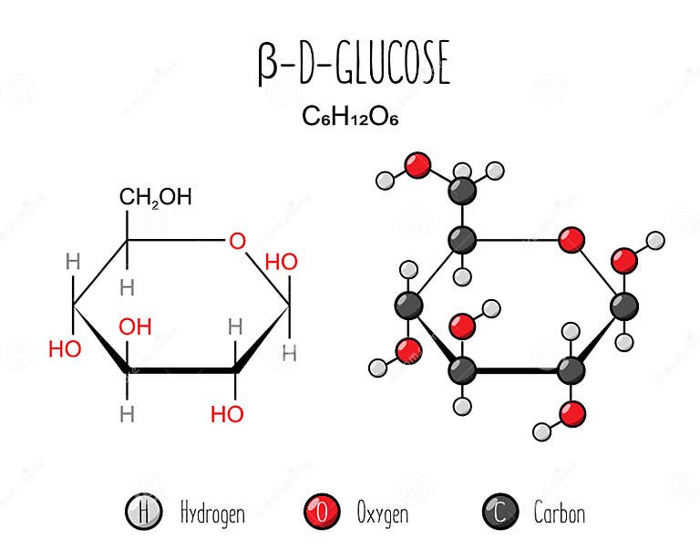 Beta Glucose Skeletal and Flat Representation. Stock Illustration ...