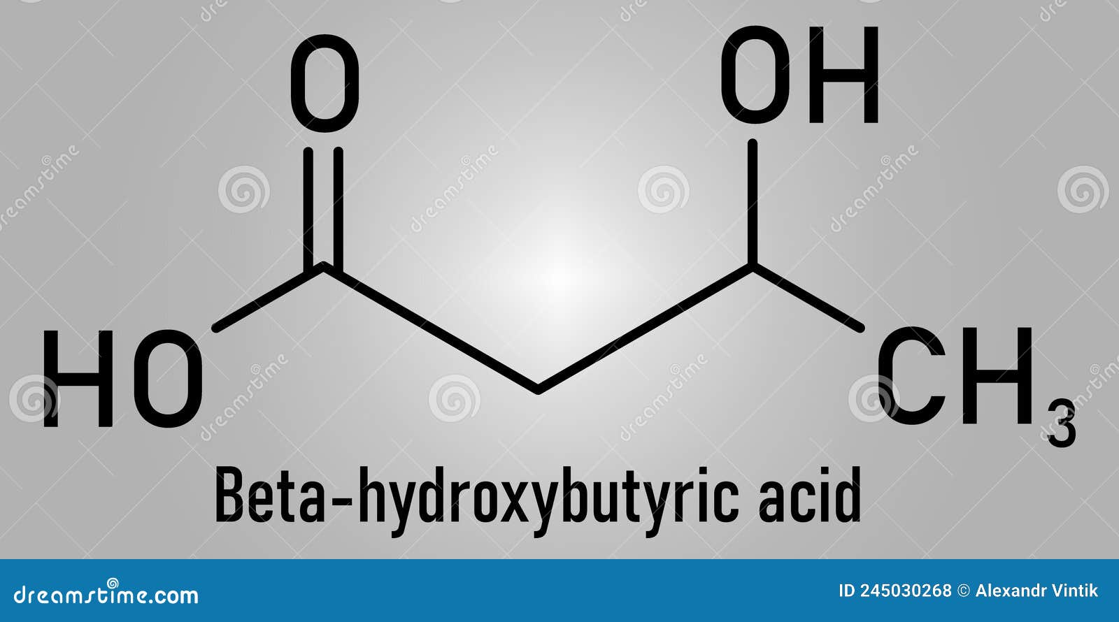 Beta-hydroxybutyric Acid or Beta-hydroxybutyrate Molecule. Skeletal ...