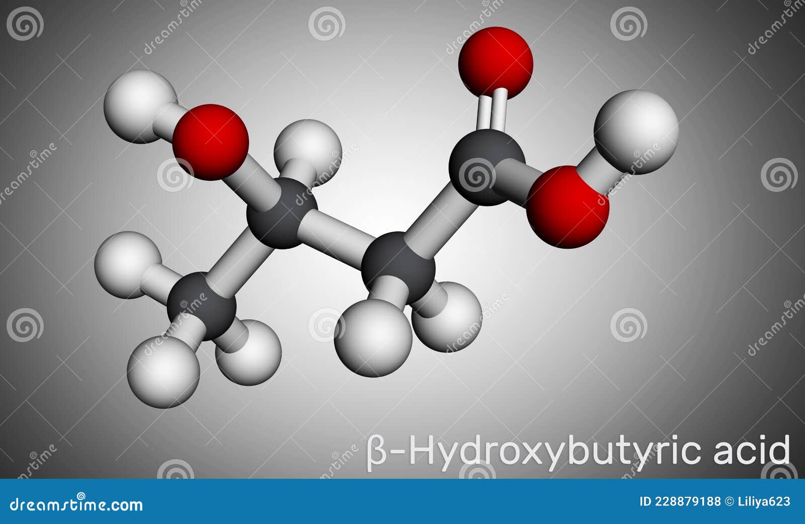 Beta-Hydroxybutyric Acid, 3-hydroxybutyric Acid Molecule. it is Beta ...