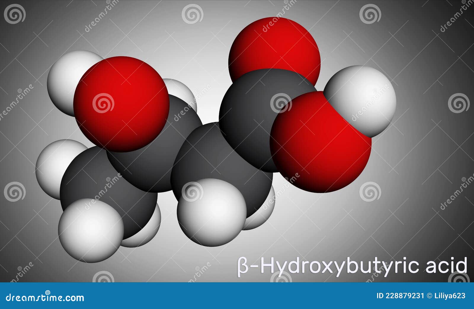 Beta-Hydroxybutyric Acid, 3-hydroxybutyric Acid Molecule. it is Beta ...