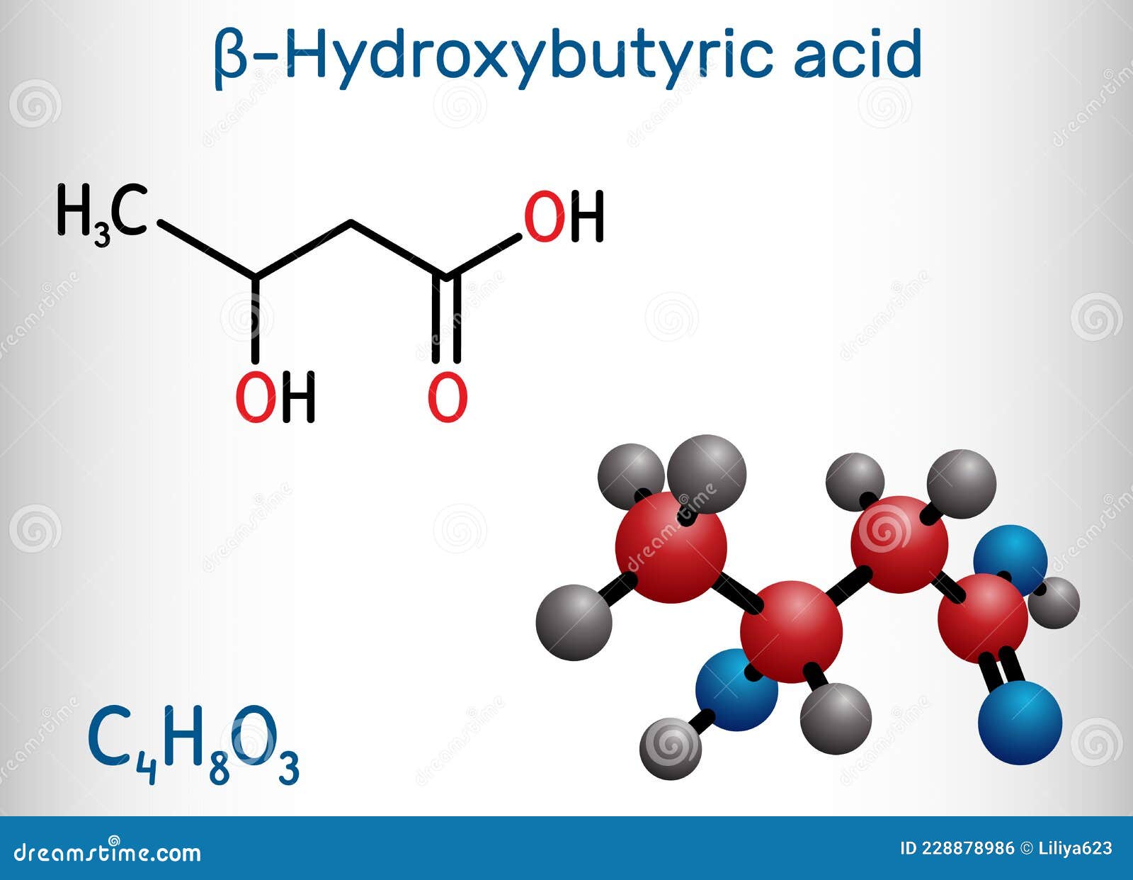 Beta-hydroxybutyric Acid Beta-hydroxybutyrate Molecule. 3D Rendering ...