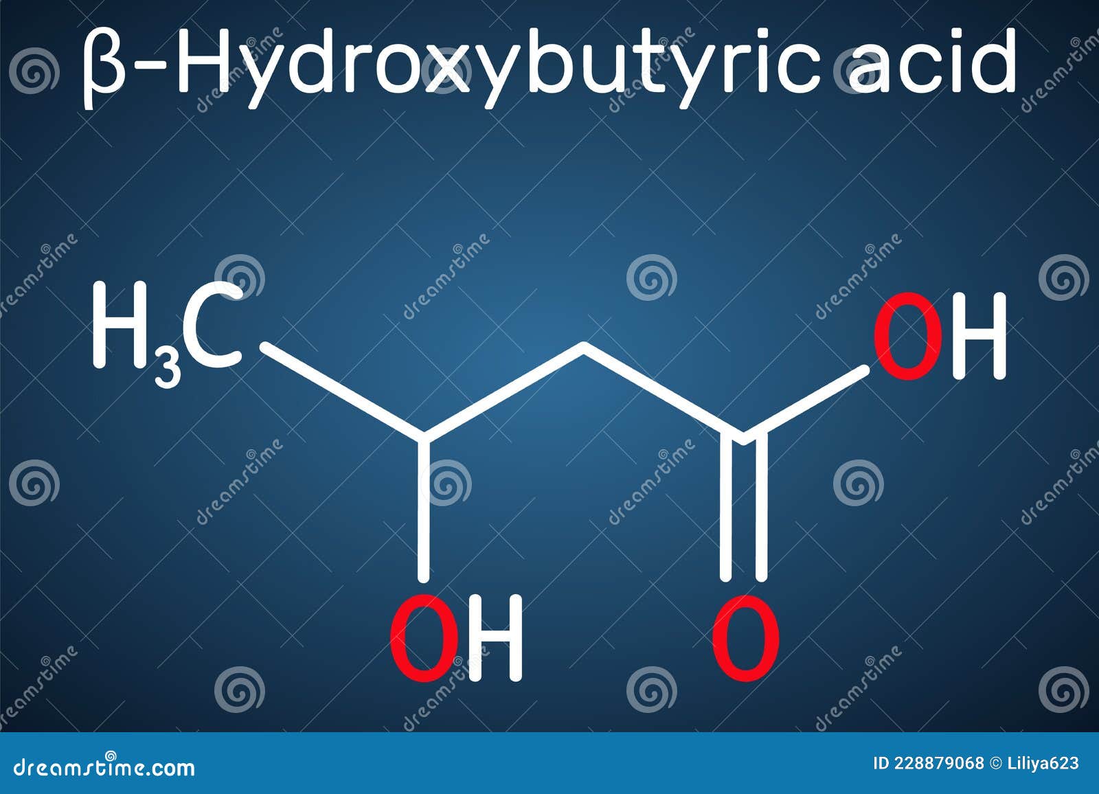 Beta-Hydroxybutyric Acid, 3-hydroxybutyric Acid Molecule. it is Beta ...