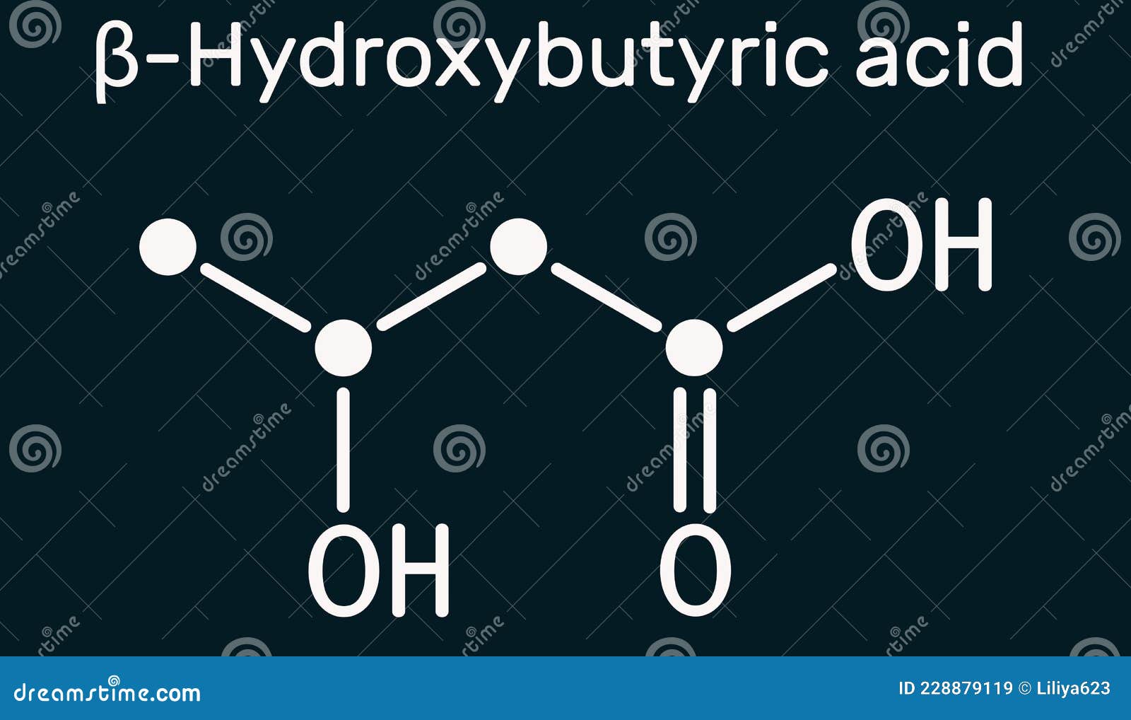 Beta-Hydroxybutyric Acid, 3-hydroxybutyric Acid Molecule. it is Beta ...