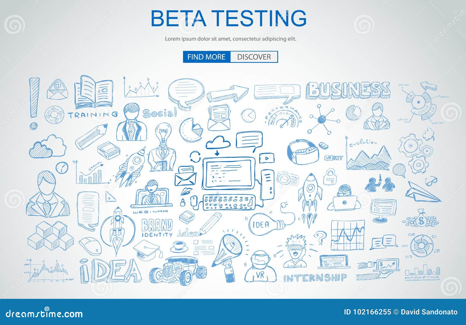 Beta Testing Concept with Business Doodle Design Style: Online a Stock ... Beta Testing Concept with Business Doodle Design Style: Online a Stock ...