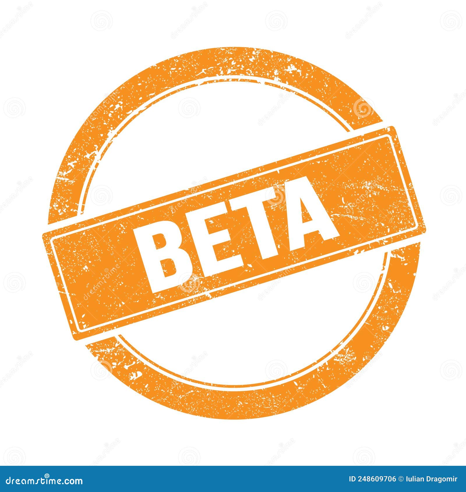 BETA Text on Orange Grungy Round Stamp Stock Illustration ...