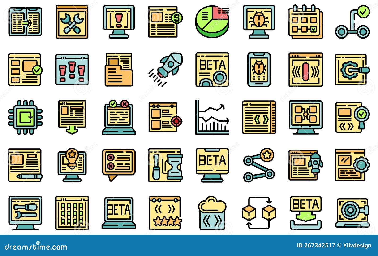Beta Version Icons Set Vector Flat Stock Vector - Illustration of ...