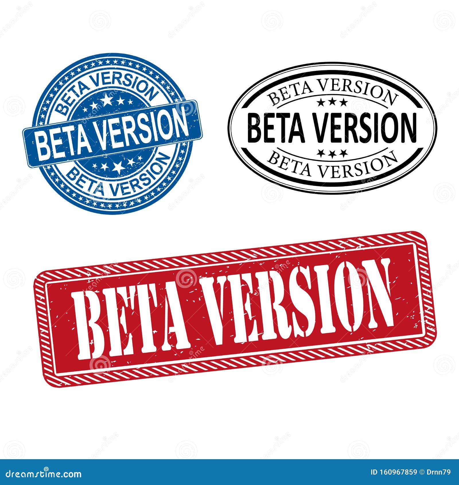 Beta Version Stamp Set Red, Blue, Black Beta Version Grunge Vintage ...