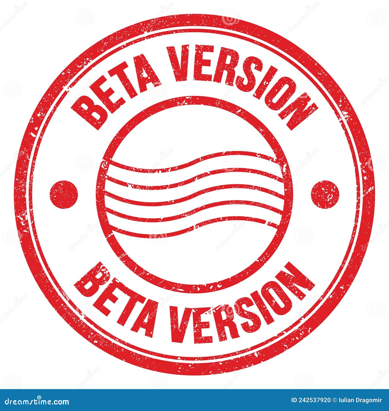 BETA VERSION Text Written on Red Round Postal Stamp Sign Stock ...