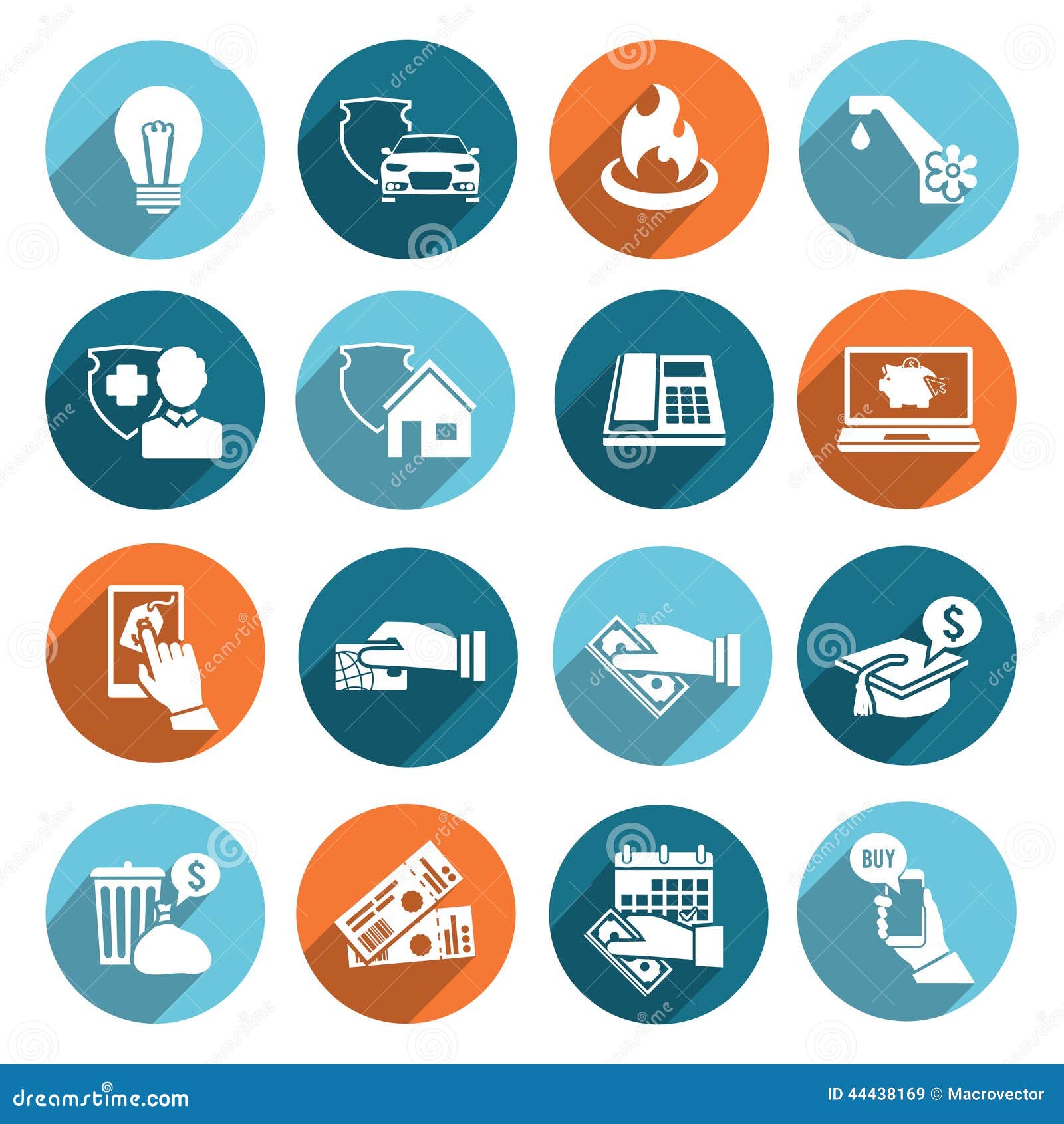 Betaal Bill Icons Flat Set vector illustratie. Illustration of dollar ...