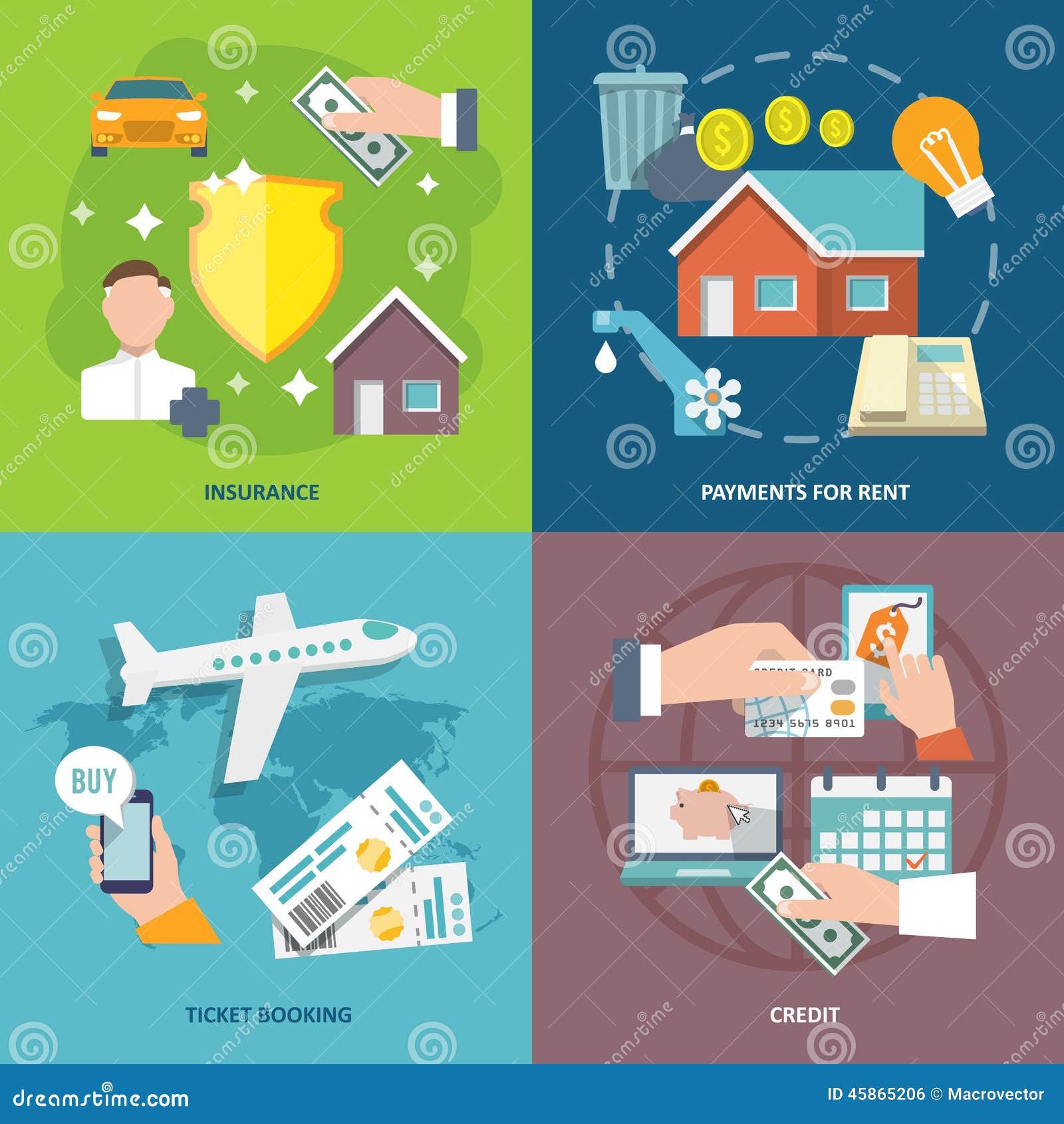 Betaal Bill Icons Flat Set vector illustratie. Illustration of media ...