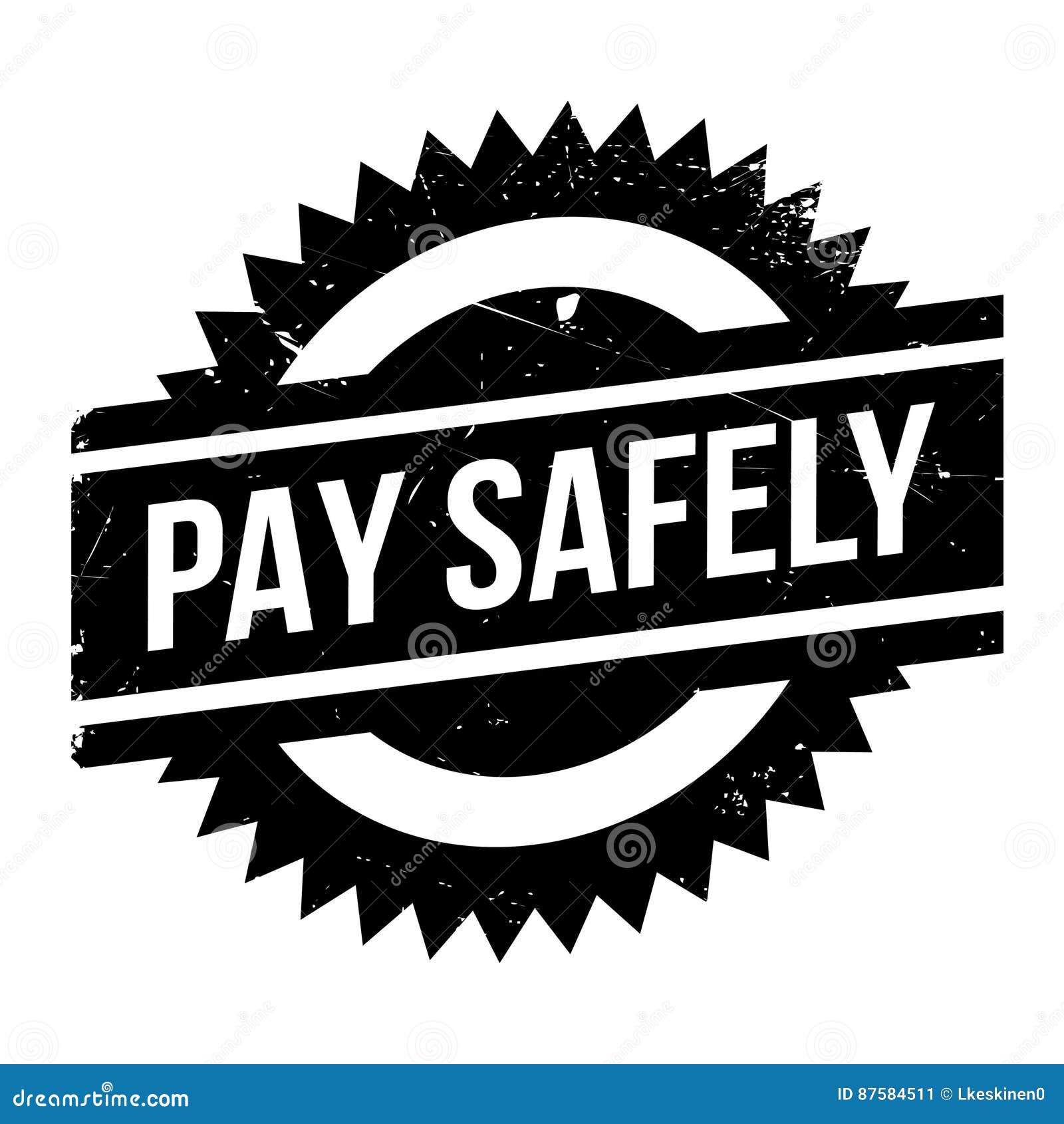 Betaal veilig rubberzegel vector illustratie. Illustration of opbrengst ...