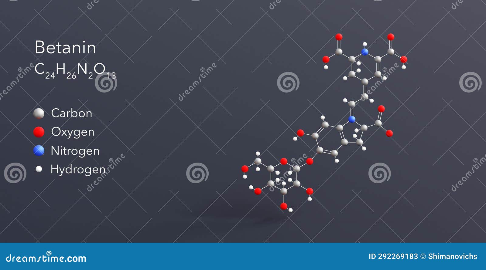 Betanin Molecular Structure, 3d Model Molecule, Food Dye E162 ...