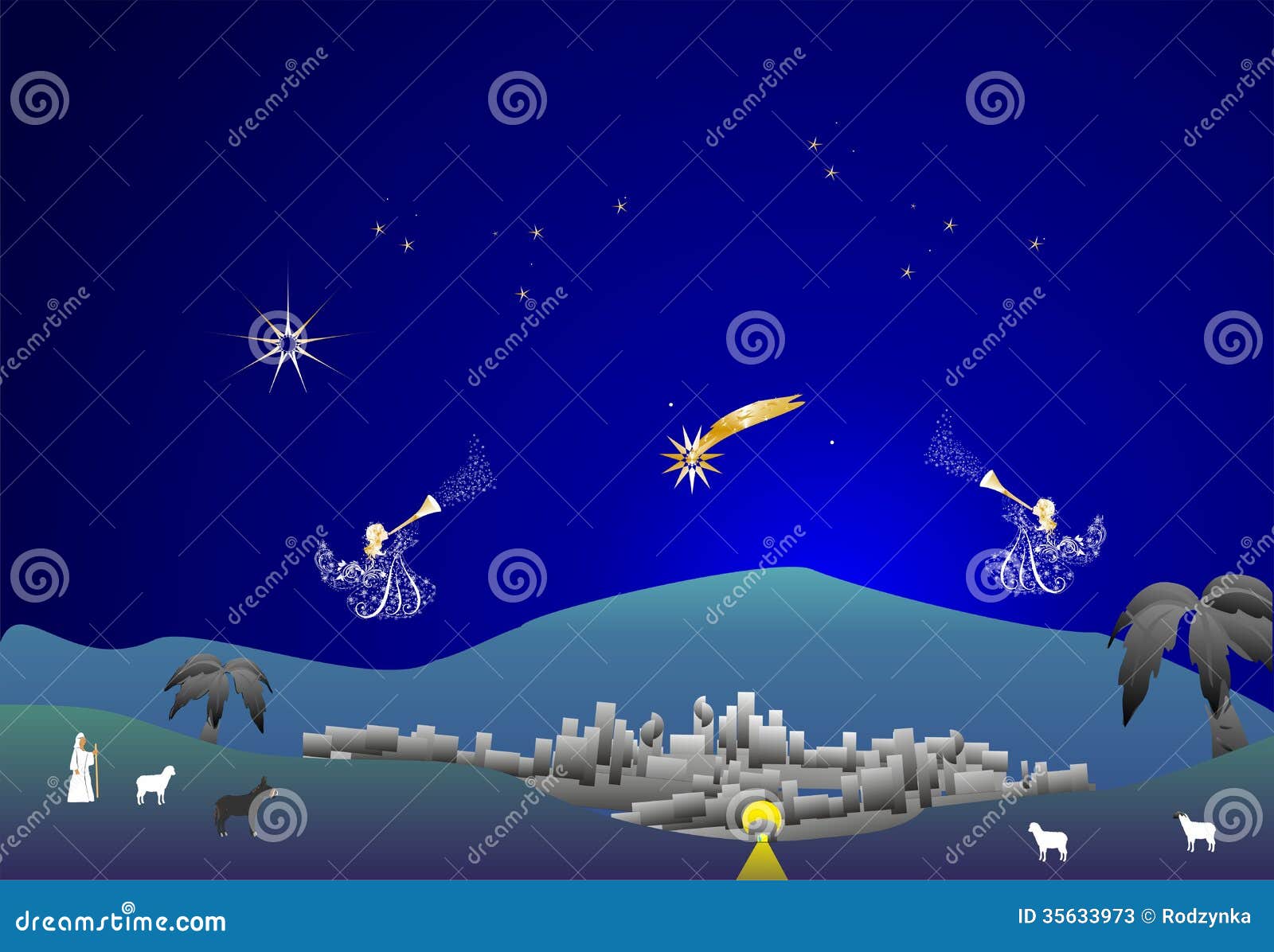 Bethlehem, stock illustration. Illustration of sheep - 35633973