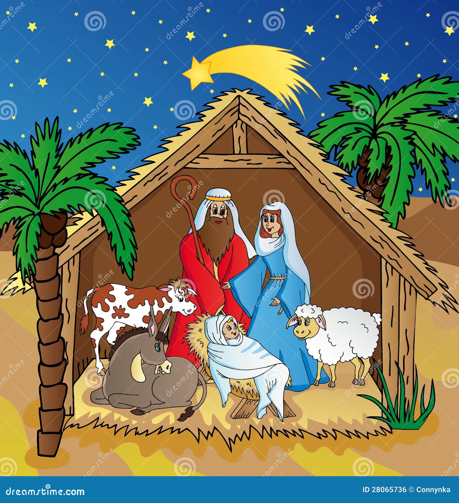 Bethlehem in Night Landscape Stock Vector - Illustration of palm ...