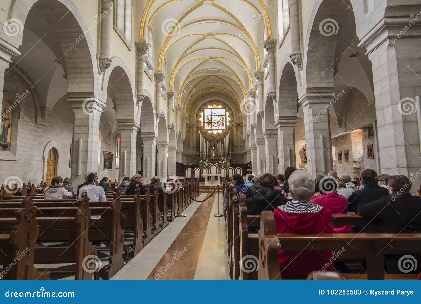 Bethlehem, Palestine. January 28, 2020: Interior of the Church of St ...