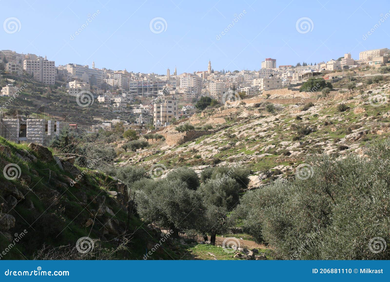 Bethlehem panorama stock photo. Image of bethlehemgovernorate - 206881110