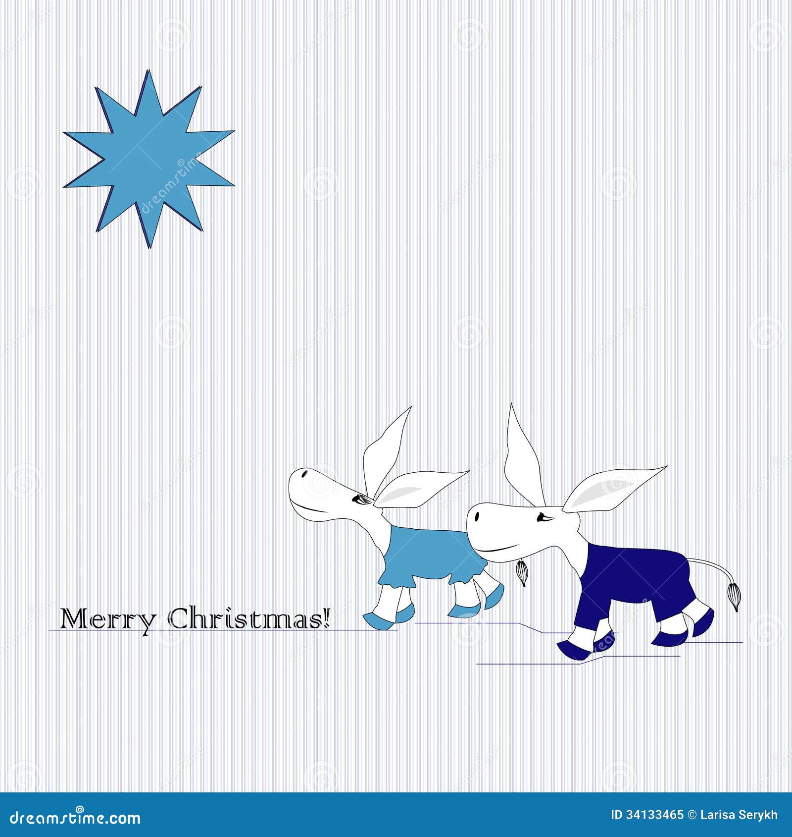 Bethlehem star and donkeys stock vector. Illustration of card - 34133465
