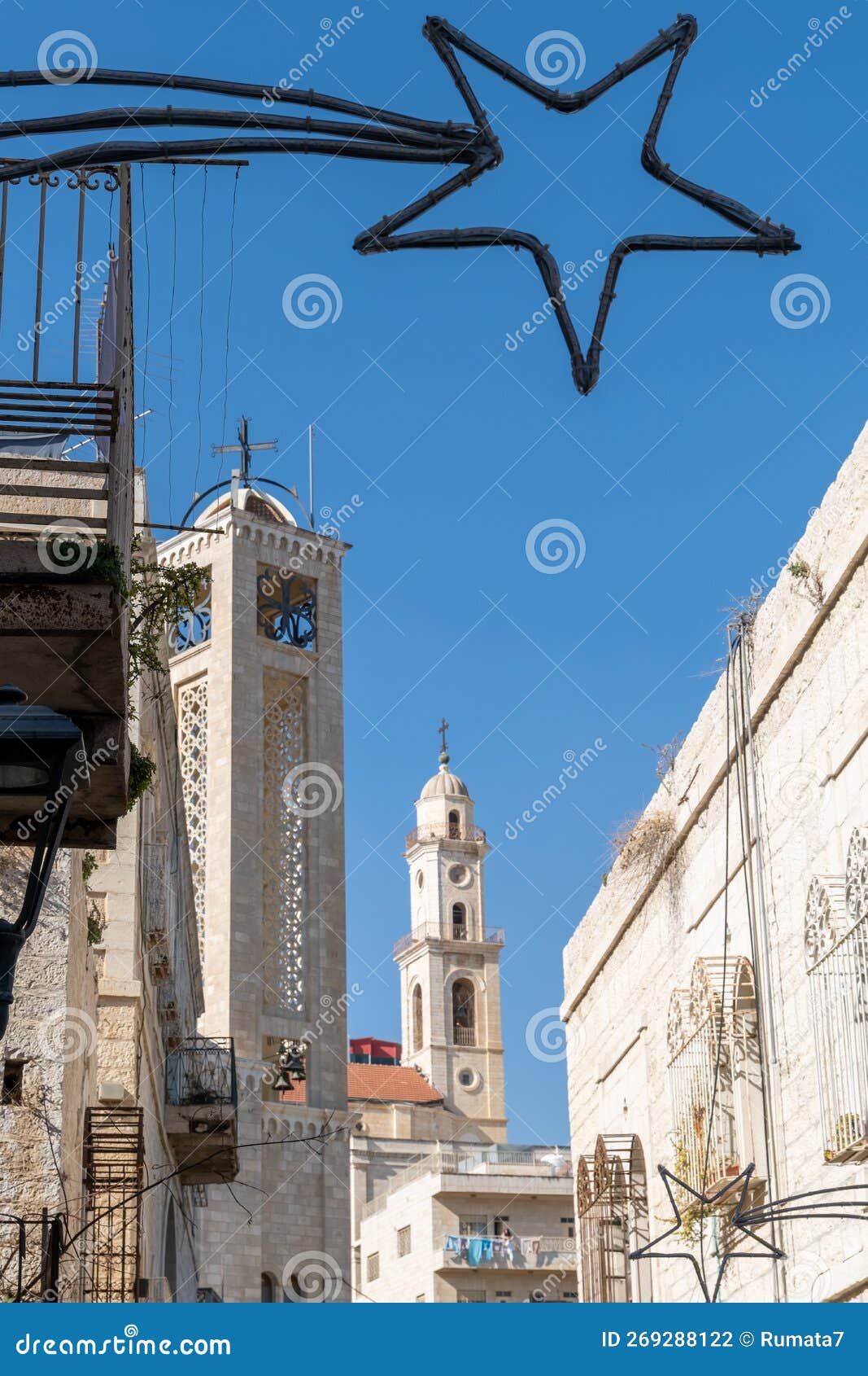 Bethlehem Views on a Sunny Days. Star on Sky Background Stock Photo ...