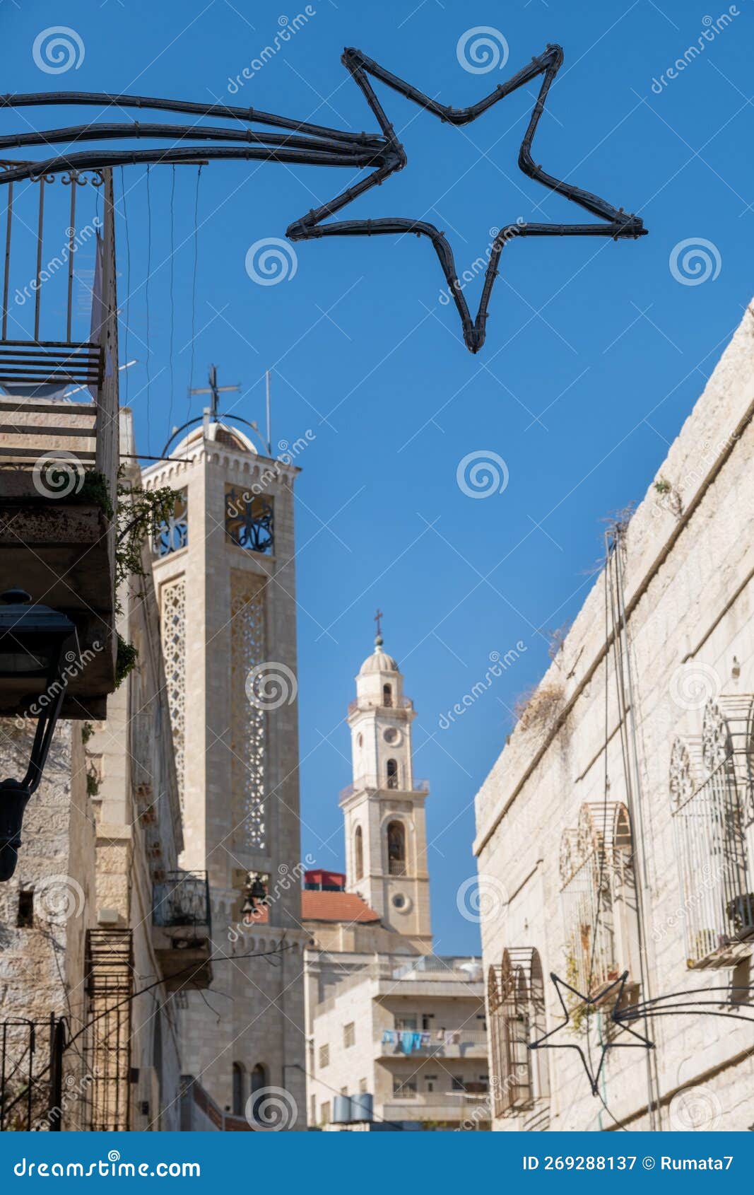 Bethlehem Views on a Sunny Days. Star on Sky Background Stock Image ...