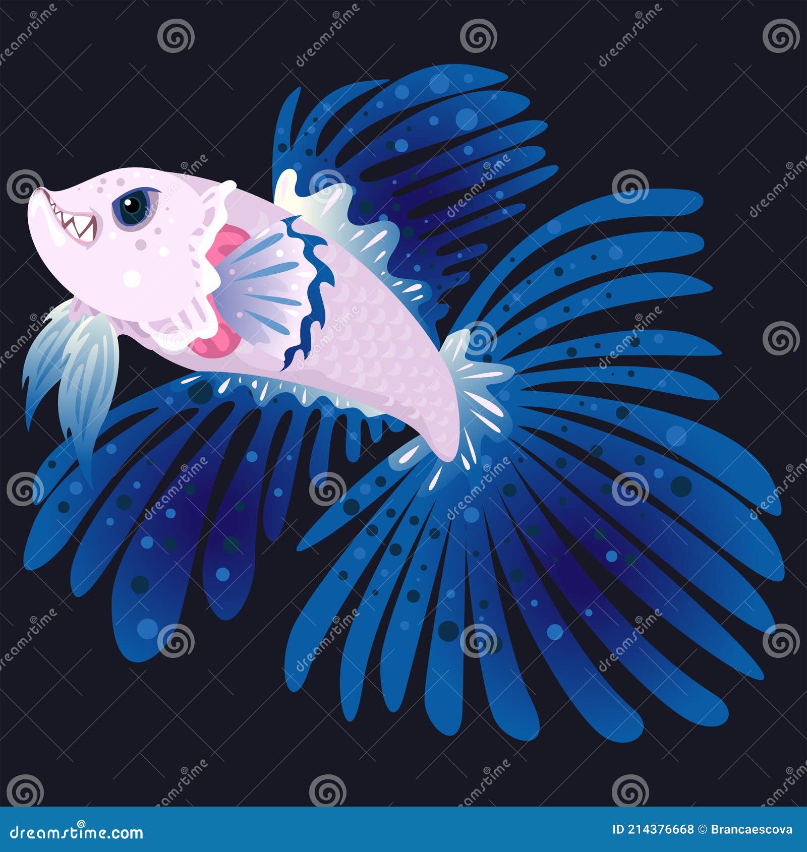 Betta Fighting Fish Flat Illustration Cartoon Stock Vector ...