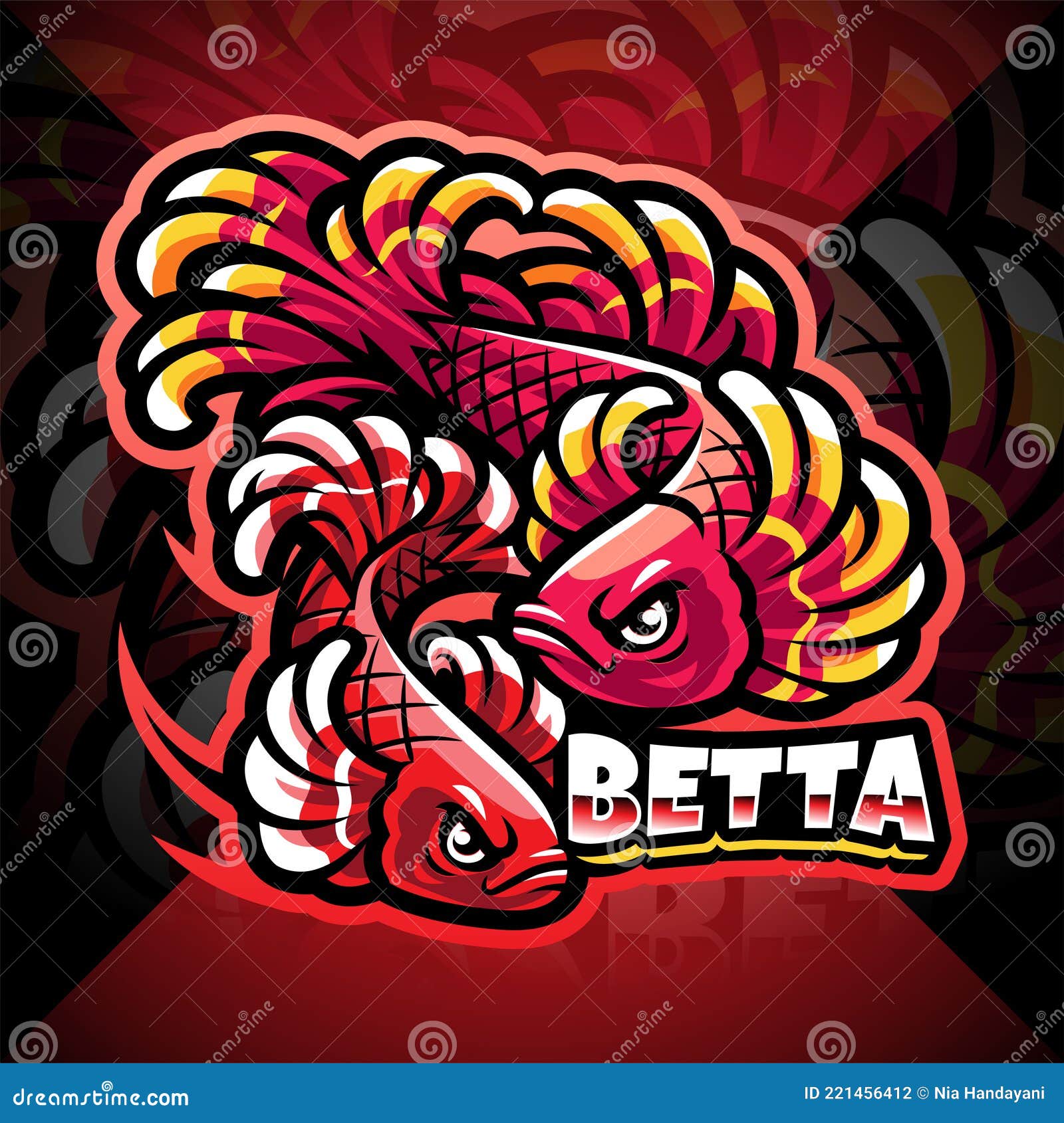 Betta Fish Esport Mascot Logo Stock Vector - Illustration of aquatic ...