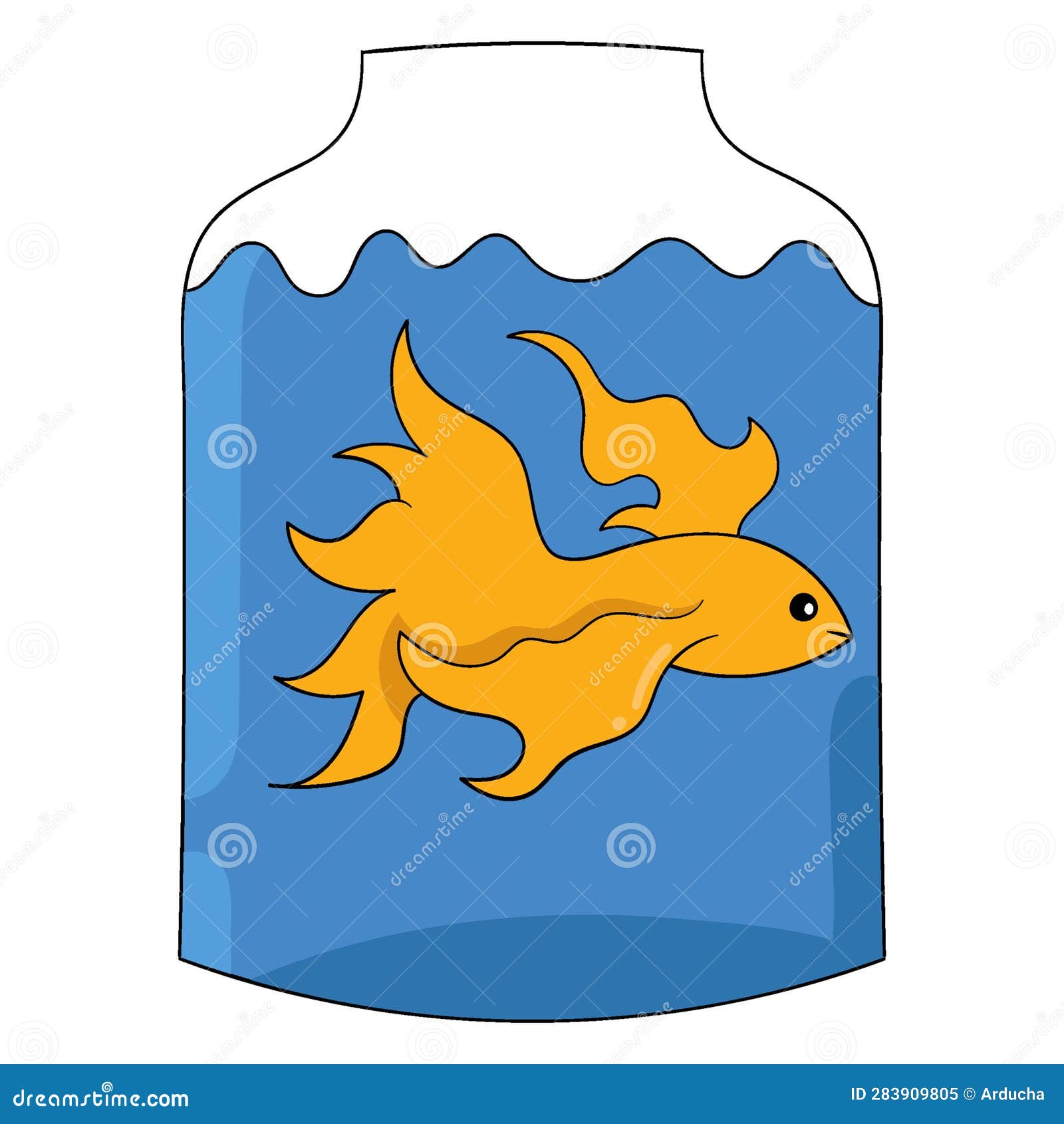 Betta Fish are in a Glass Aquarium Jar Stock Vector - Illustration of ...