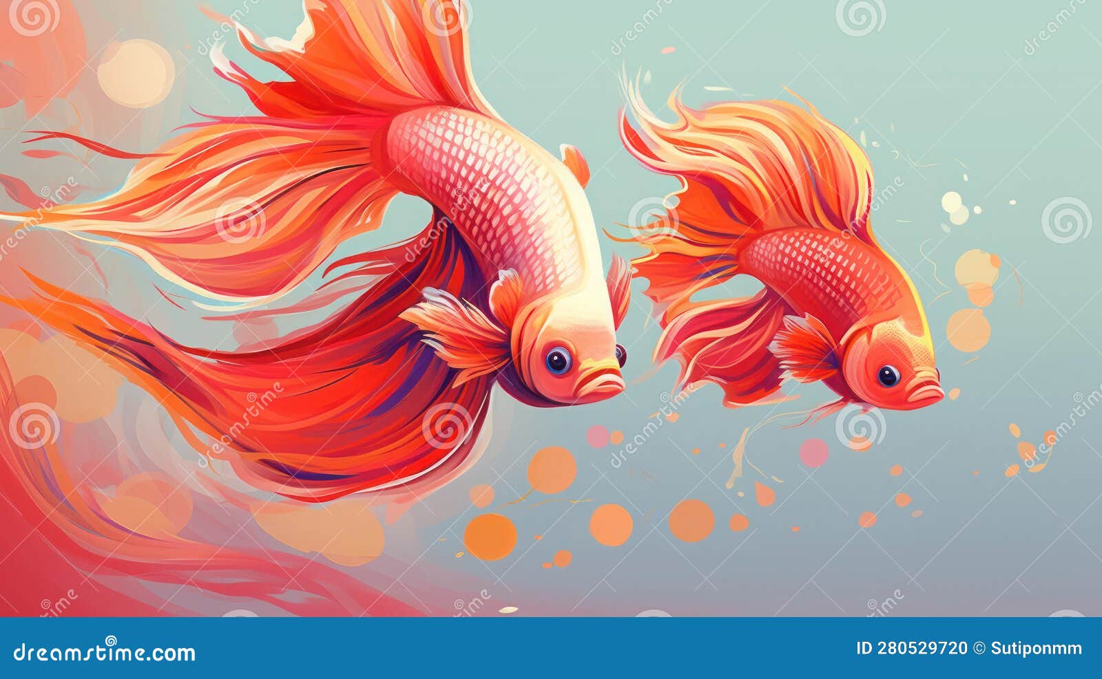 Betta Fish Illustration on Abstract Background with Ai Generated Stock ...