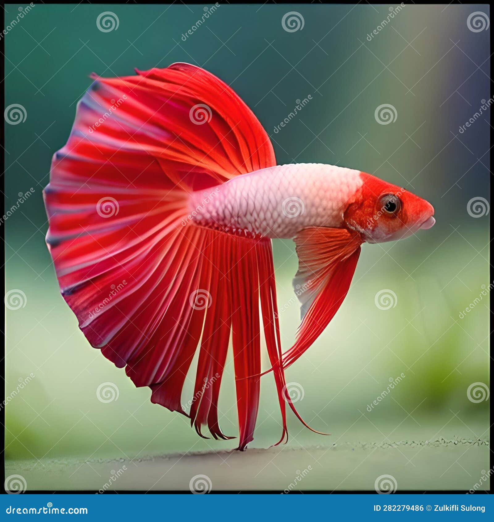 Betta Fish Red in Colour Green Ba Stock Illustration - Illustration of ...