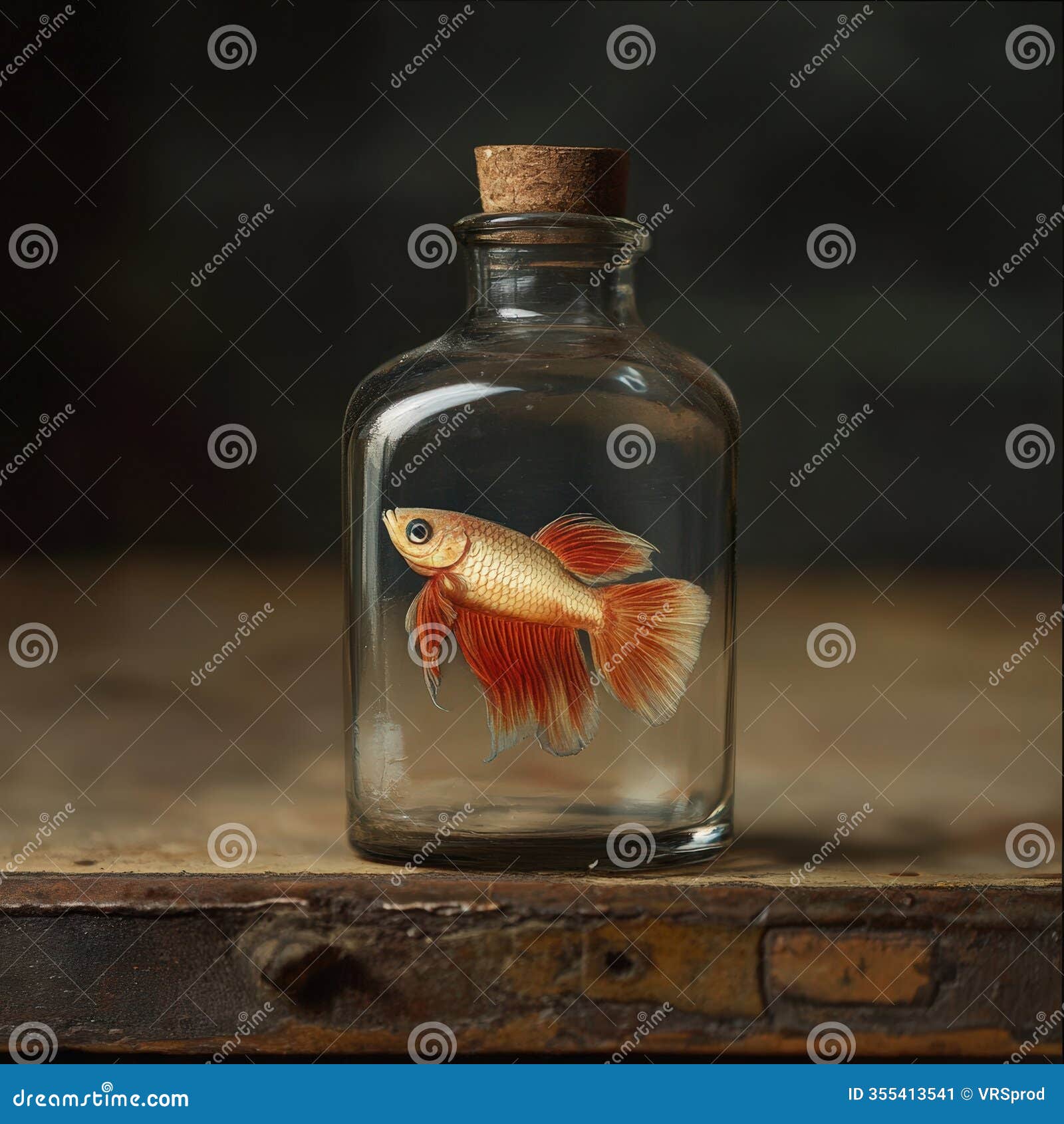 Betta Fish in Small Glass Bottle Stock Image - Image of imaginative ...