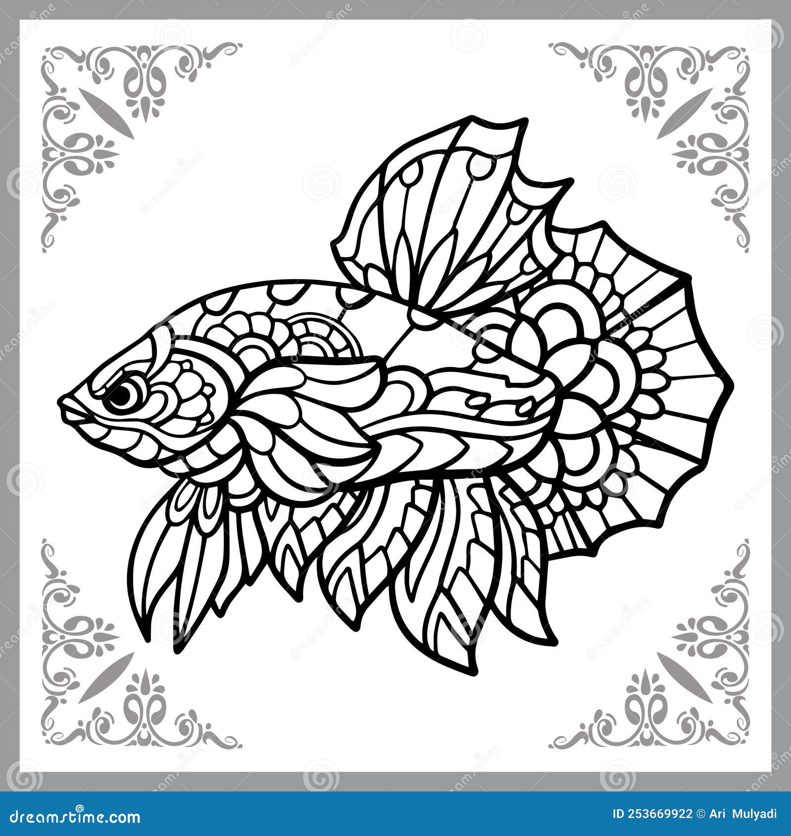 Betta Fish Zentangle Arts Isolated on White Background Stock Vector - Illustration of boho, icon ...