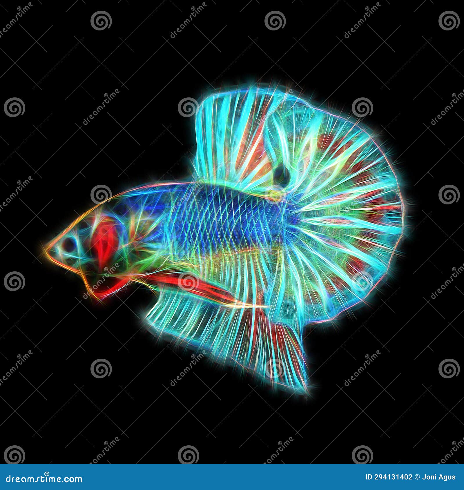 Betta Splendens Fish in Beautiful Fractal Light Effect Stock ...