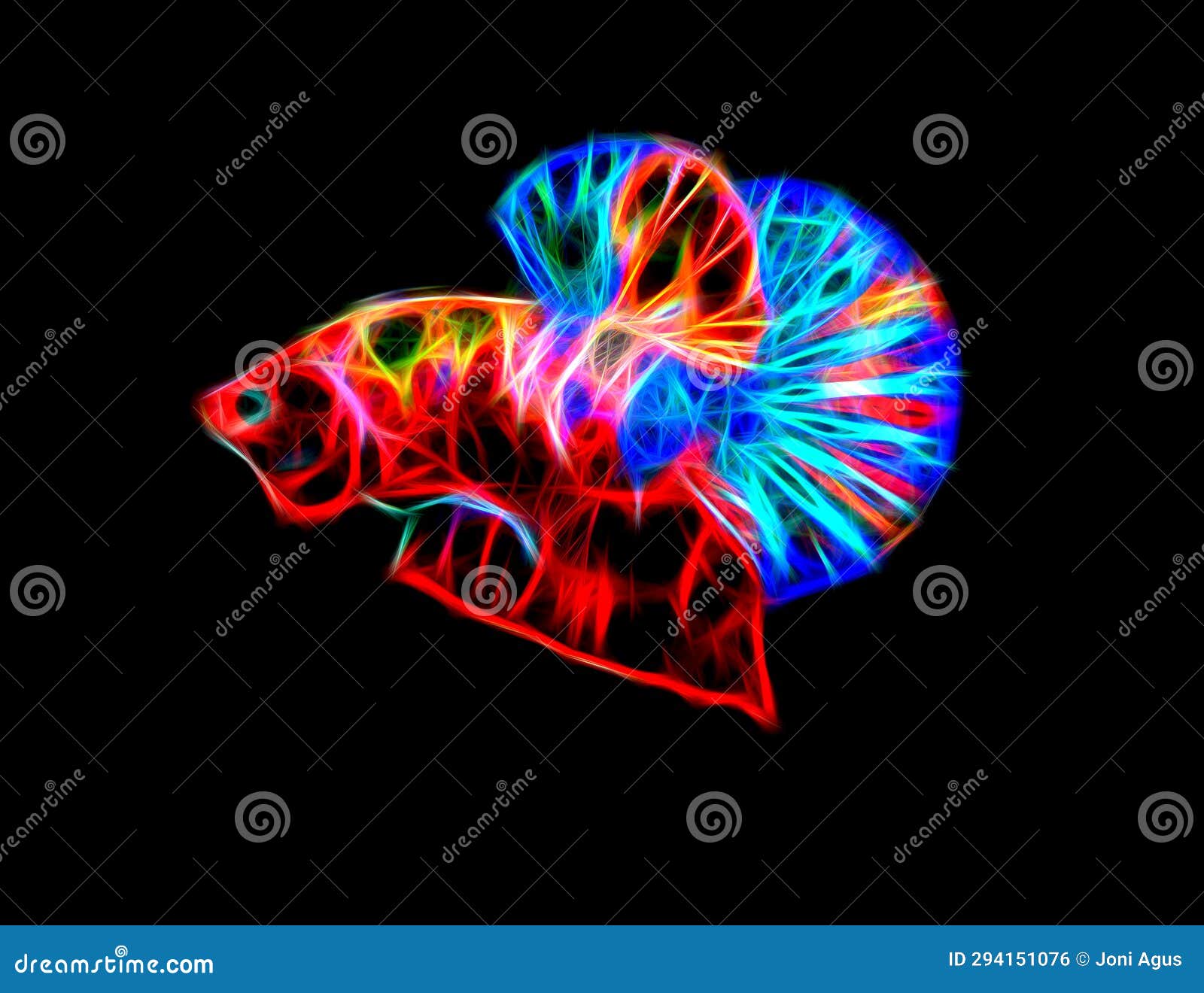 Betta Splendens Fish in Beautiful Fractal Light Effect 11 Stock ...