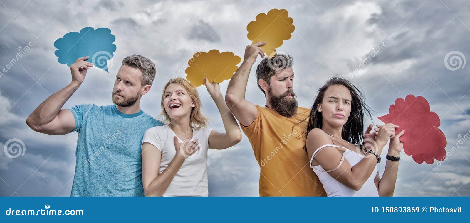 Better Communication. Friends Send Messages on Comic Bubbles. People ...