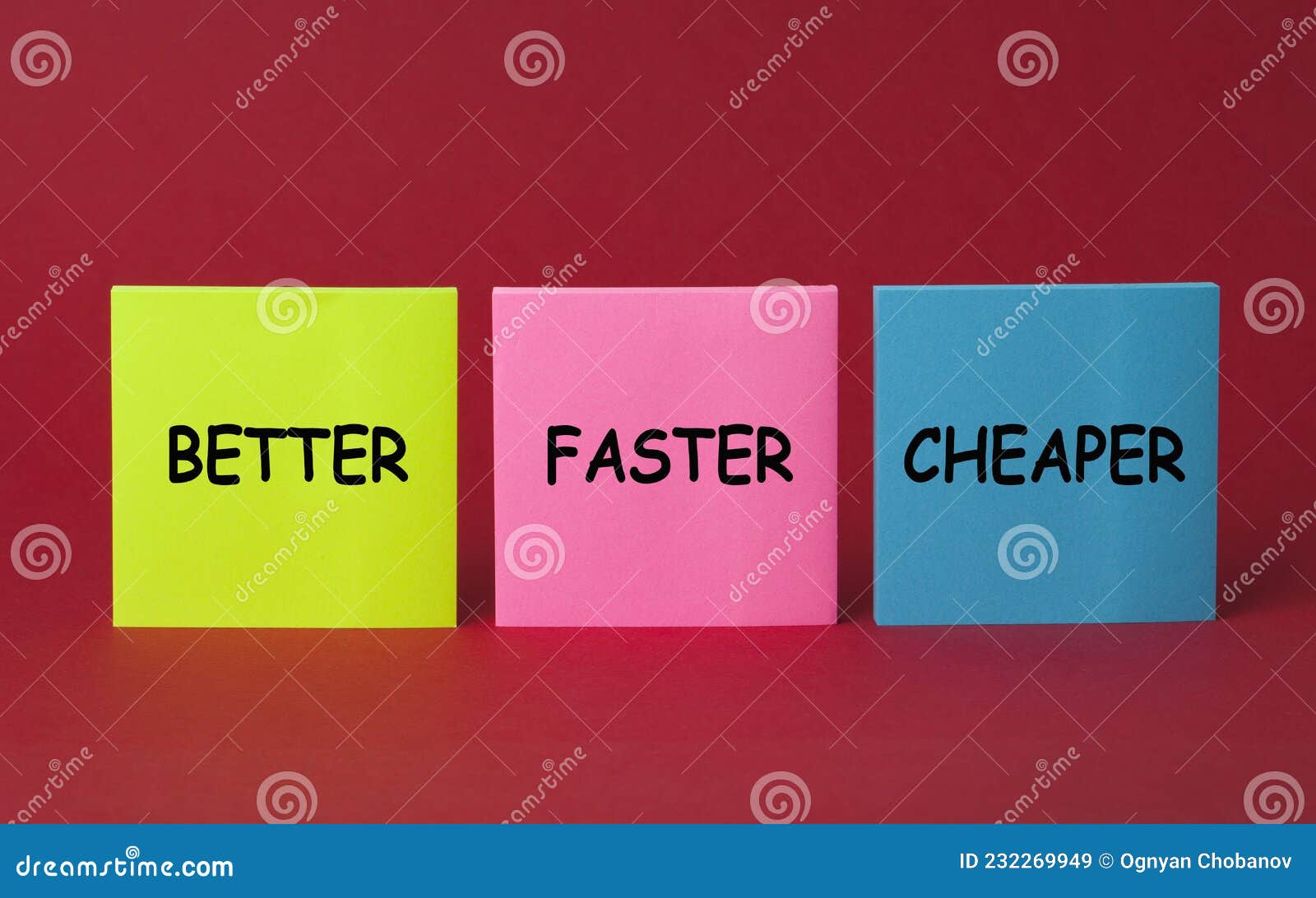 Better Faster Cheaper stock image. Image of letter, product - 232269949