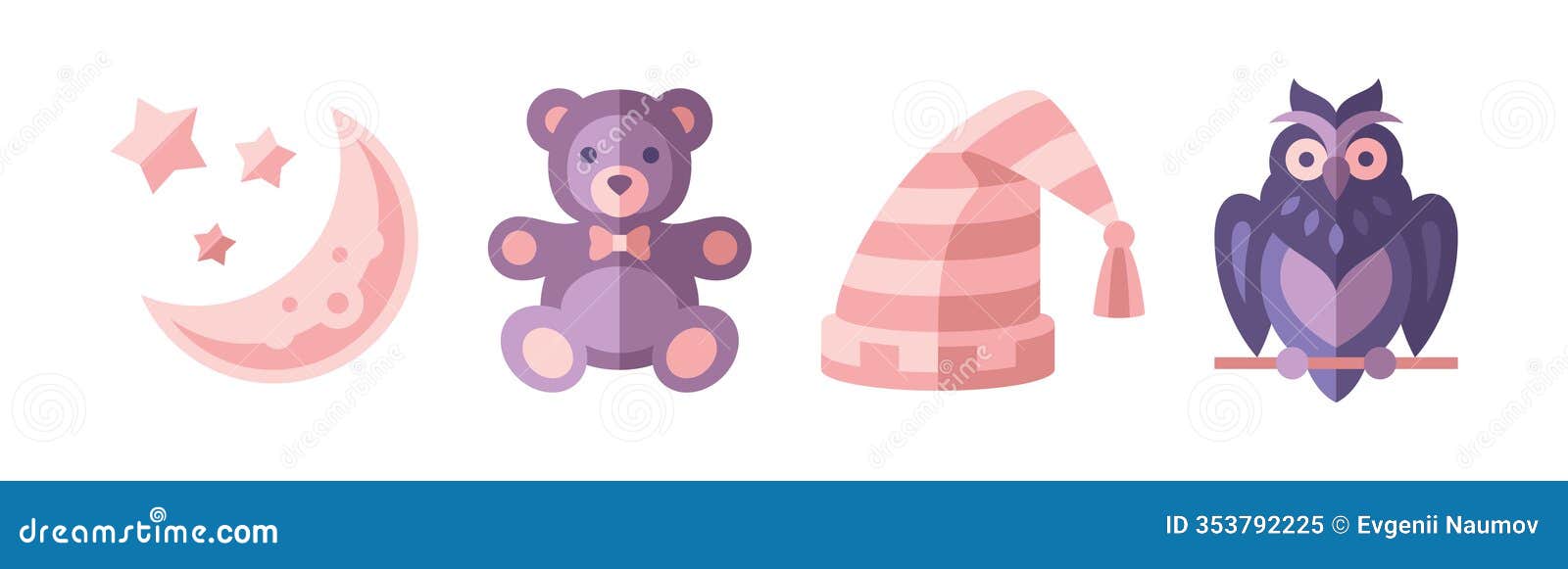 Bedtime Elements In Flat Cartoon Style Stock Photo | CartoonDealer.com ...