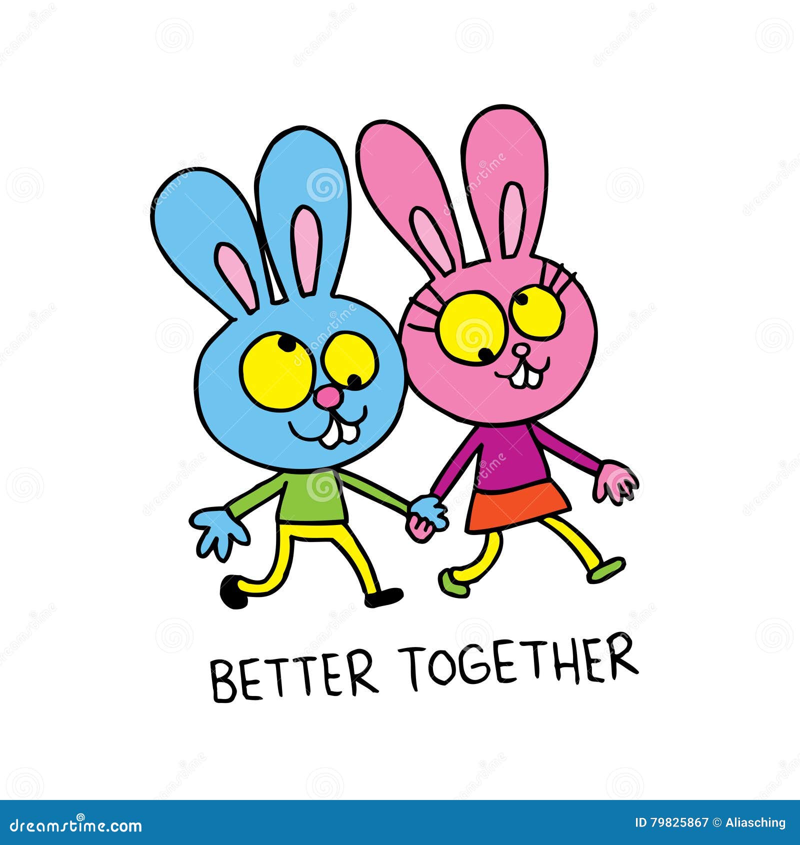 Better Together - Cute Bunnies in Love Stock Vector - Illustration of ...
