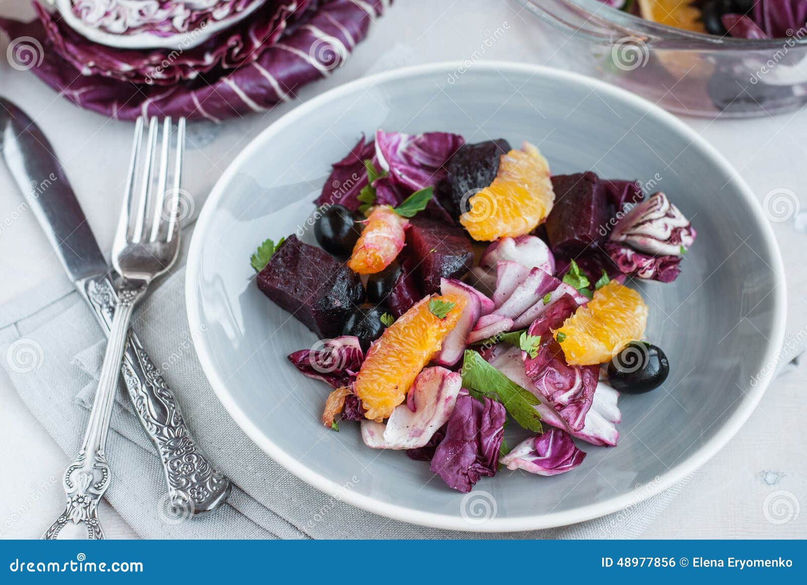 Betterave, Orange, Radicchio, Salade D'olives Plan Rapproché Photo ...