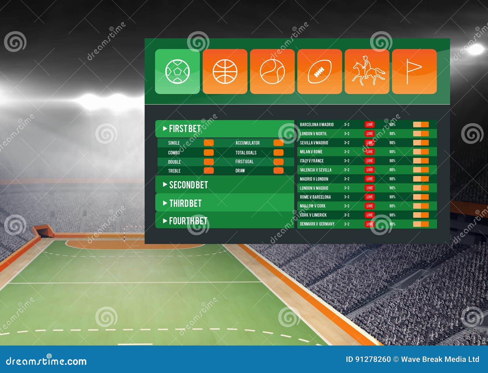 Betting App Interface Stadium Stock Photo - Image of application ...
