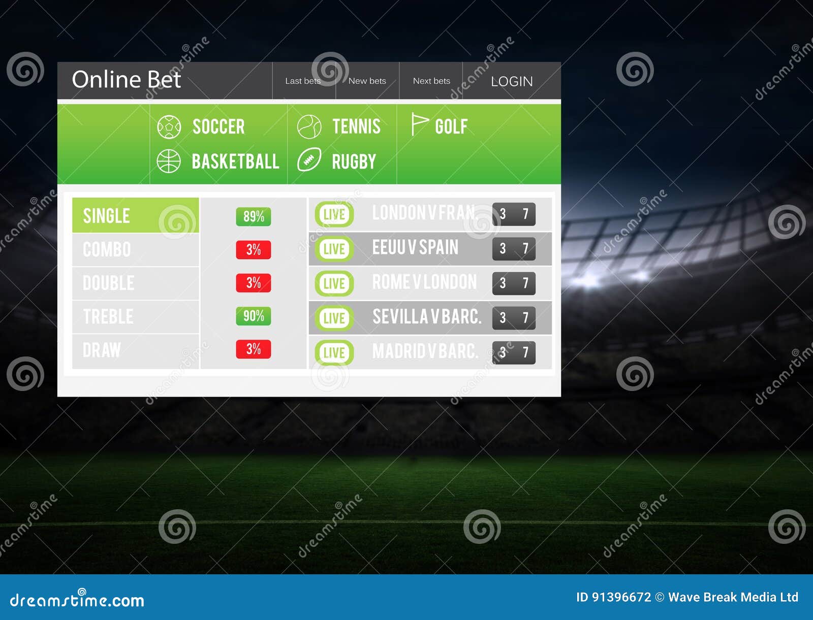 Betting App Interface Stadium Stock Illustration - Illustration of ...