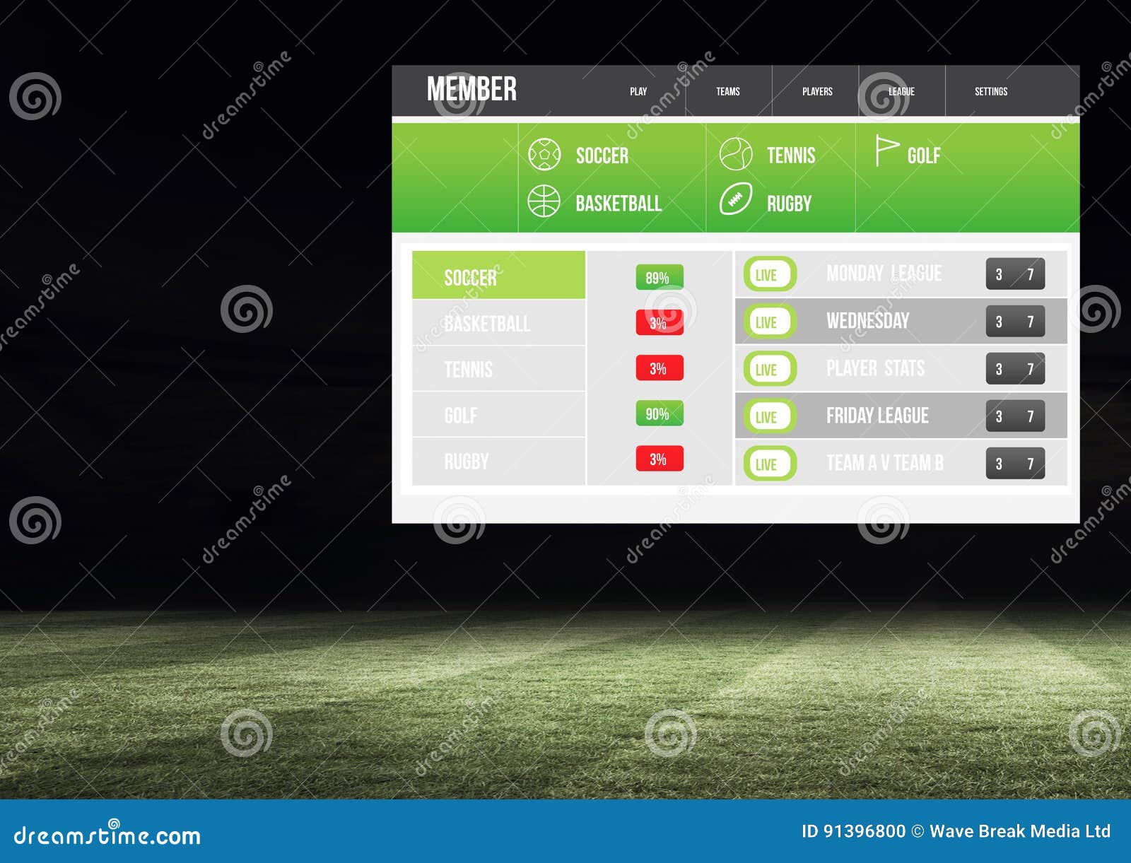 Betting App Interface Stadium Stock Illustration - Illustration of ...