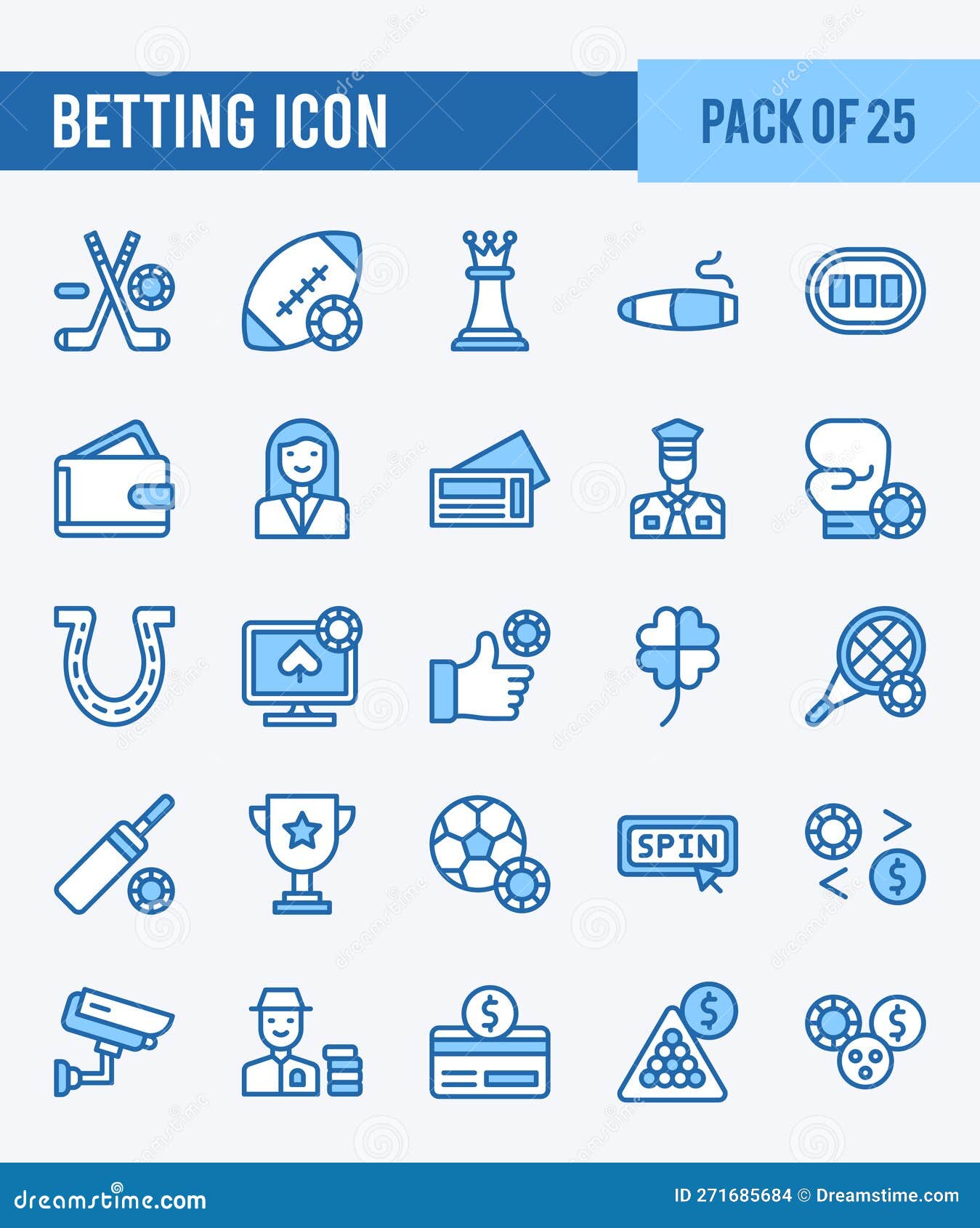 25 Betting. Two Color Icons Pack. Vector Illustration Stock Vector ...